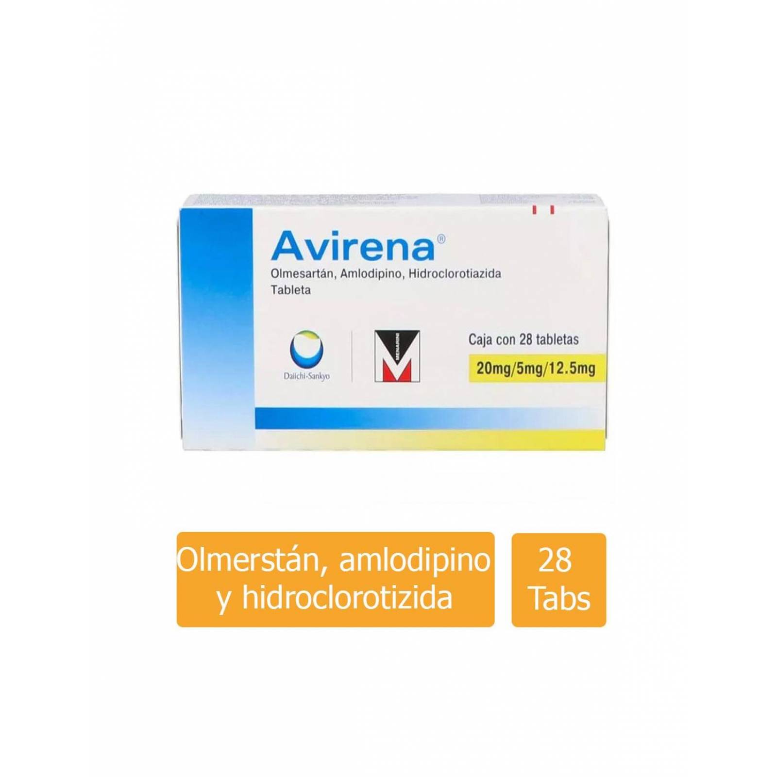 Avirena 20 mg / 5 mg / 12.5 mg Caja Con 28 Tabletas