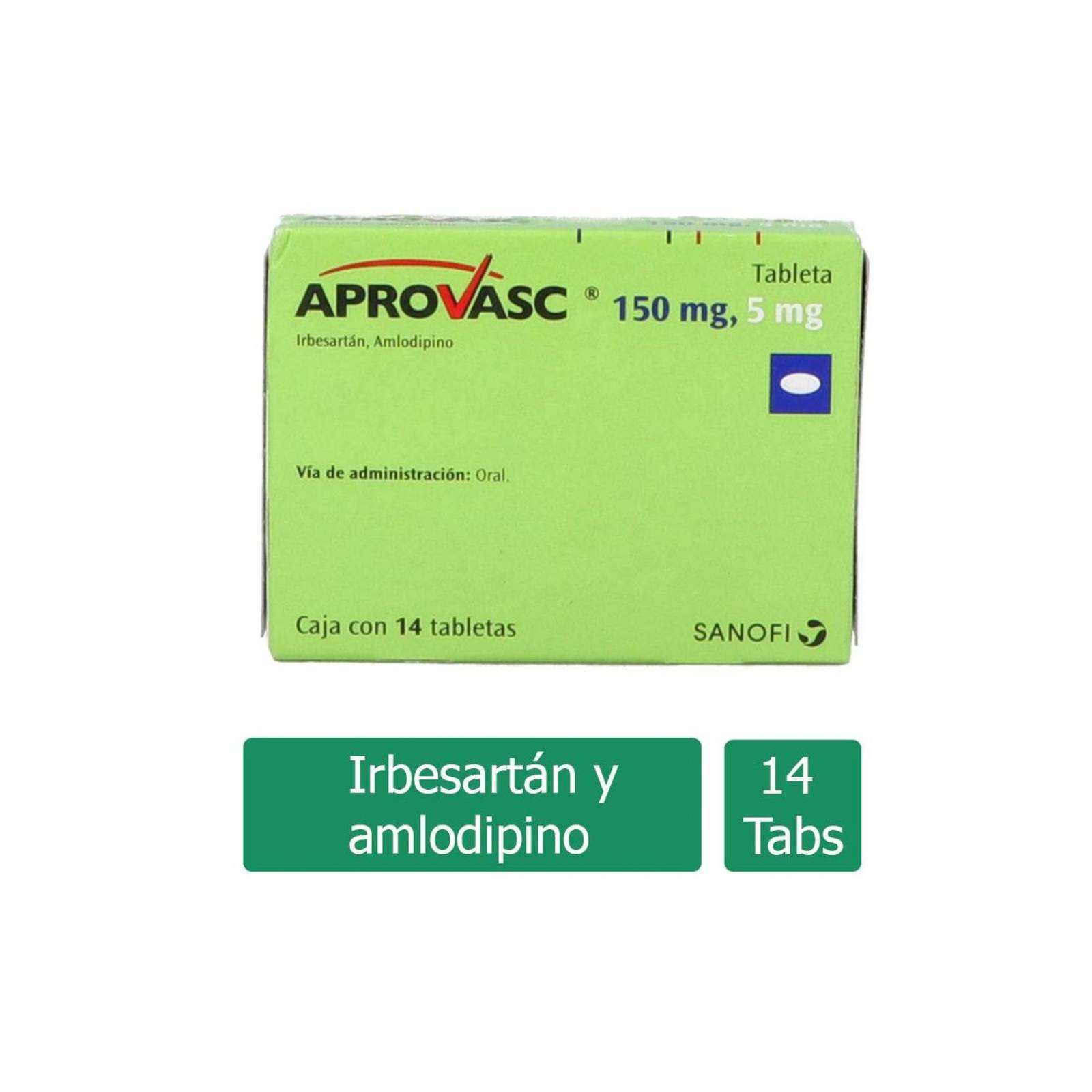 Aprovasc 150 mg / 5 mg Caja Con 14 Tabletas