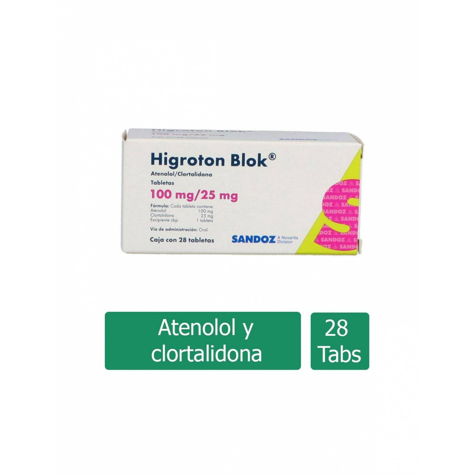 Higroton Blok 100/25mg Caja 28 Tabletas