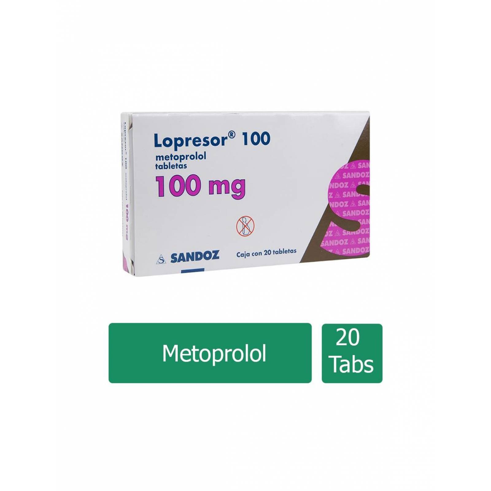 Lopresor 100 mg Caja Con 20 Tabletas