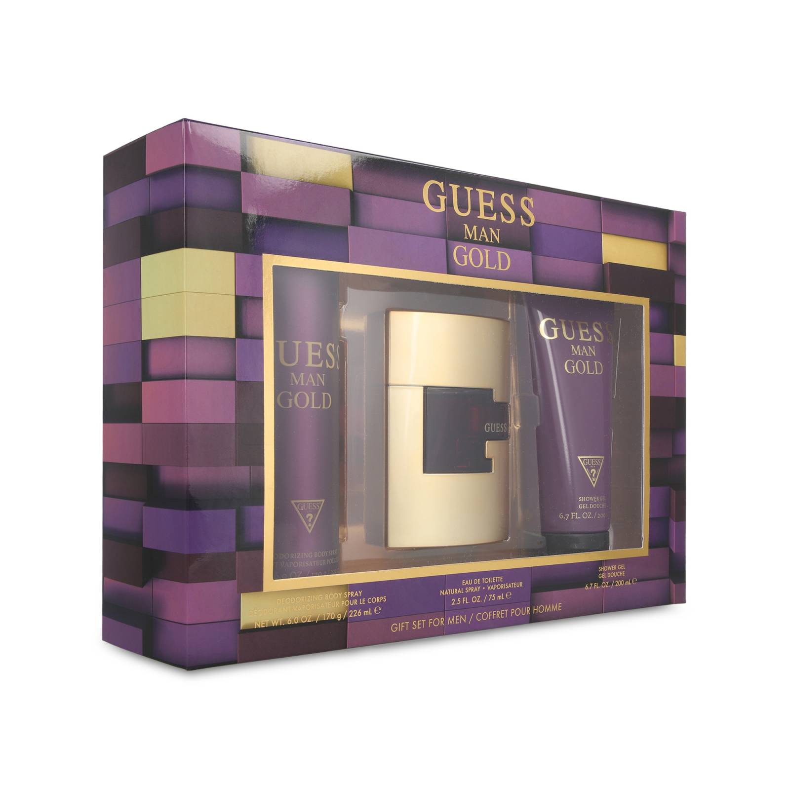 Set Guess Man Gold 3Pzs 75Ml Edt Spray/ Shower Gel 200Ml/ Desodorante ...