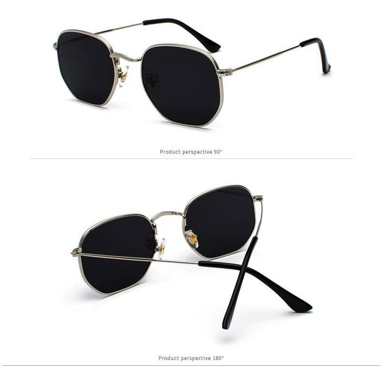 Lentes Gafas De Sol Hexagonales Hombre Mujer Unisex A-002 Plateado