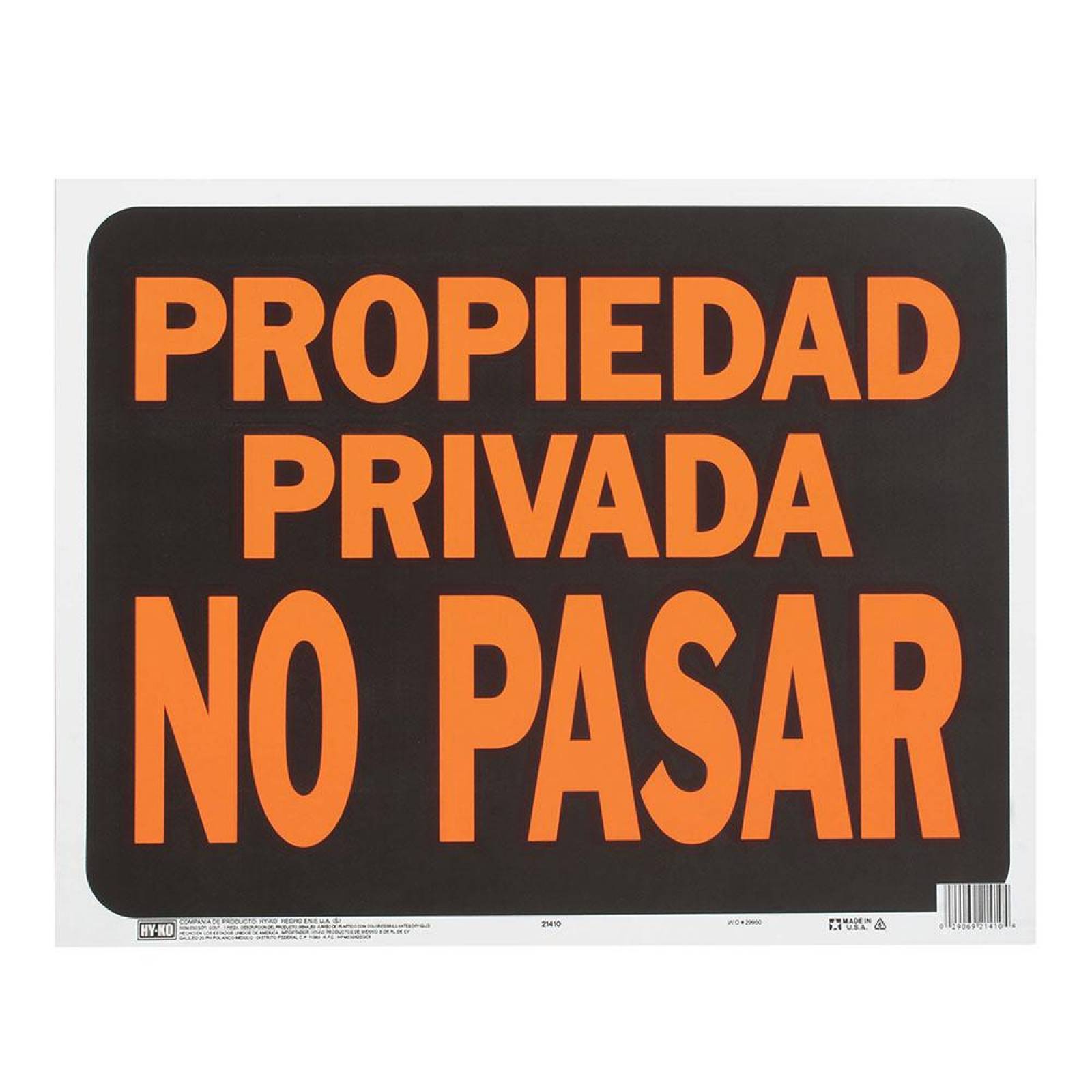 Letrero De Plástico P Pared Propiedad Privada 47x37cm