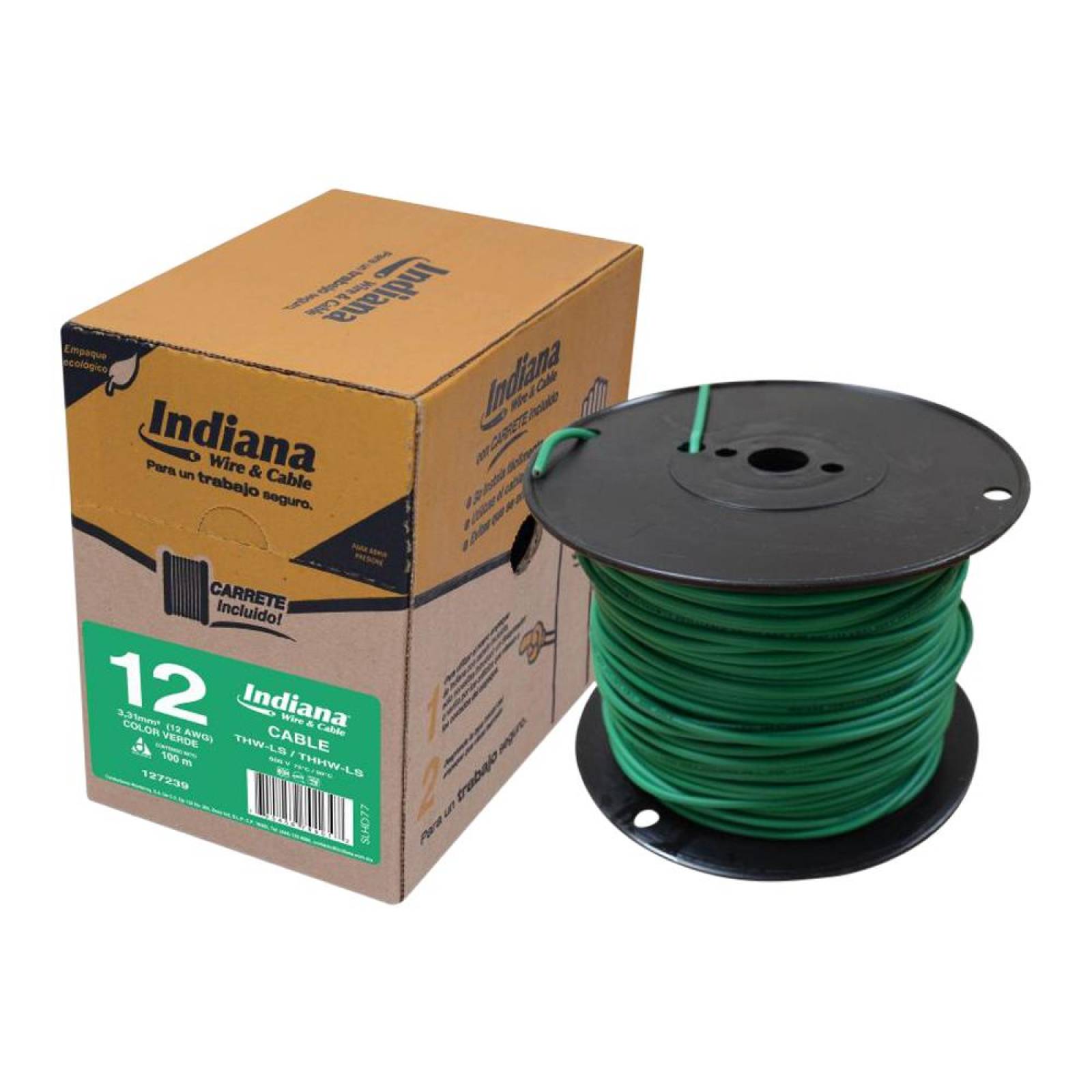 Cable Indiana Thw-ls 600v Calibre 12 Verde 100 M