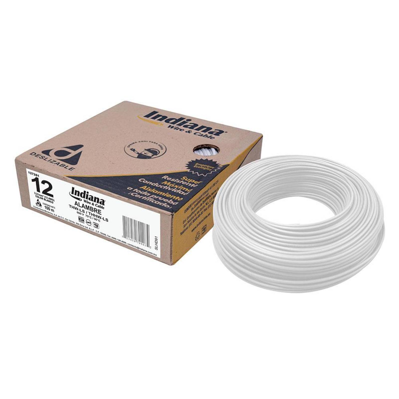 Alambre Thw-ls/thhw-ls Deslizable 12a Blanco 100 M Indiana
