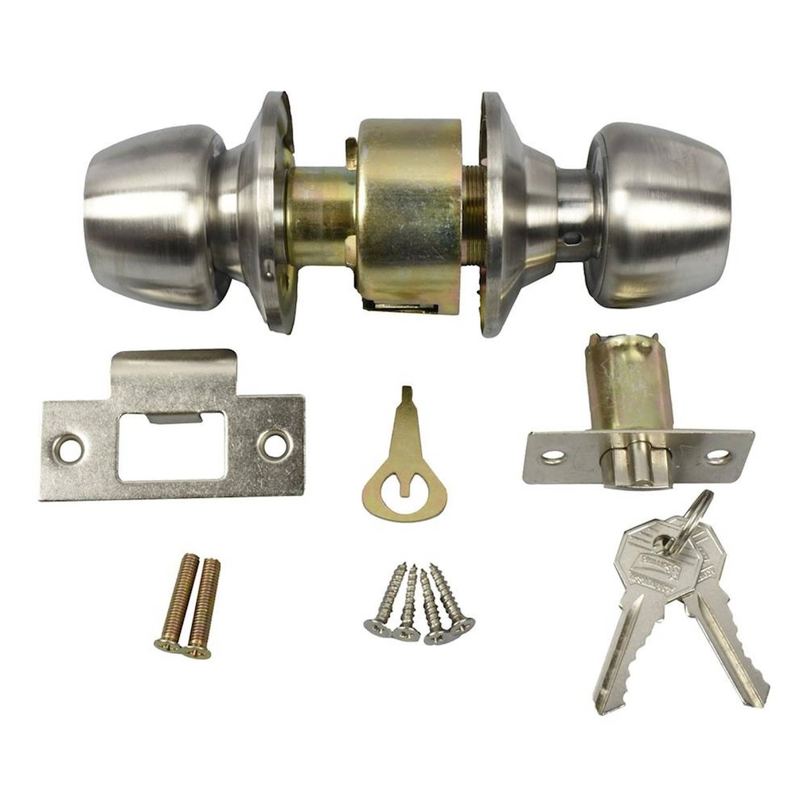 Cerradura De Perilla Cilíndrica 6.5 X 17 Cm Metal Plata