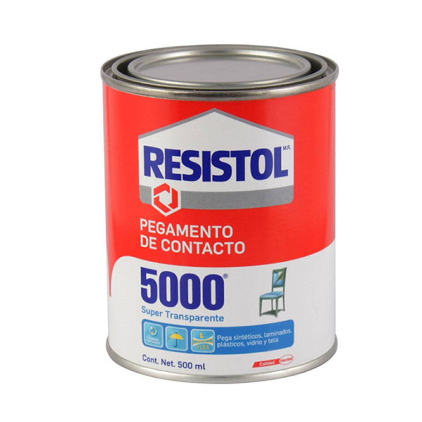 RESISTOL 5000 PEGAMENTO DE CONTACTO SÚPER TRANSPARENTE LATA 500 ML