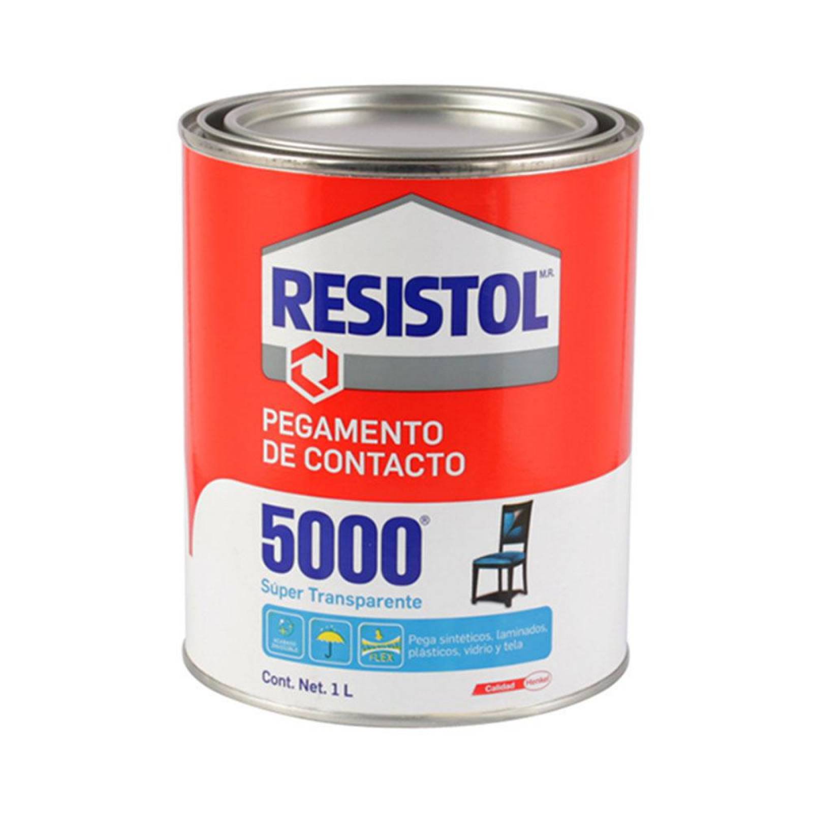 RESISTOL 5000 PEGAMENTO DE CONTACTO SÚPER TRANSPARENTE LATA 1 L