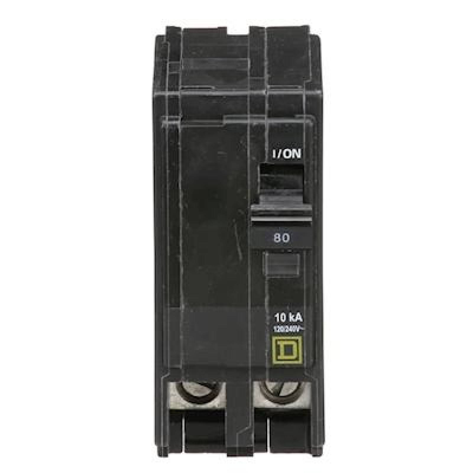 INTERRUPTOR TERMOMAGNÉTICO QO 2 POLOS 80 A 10KA 120/240 Vca. ENCHUFABLE