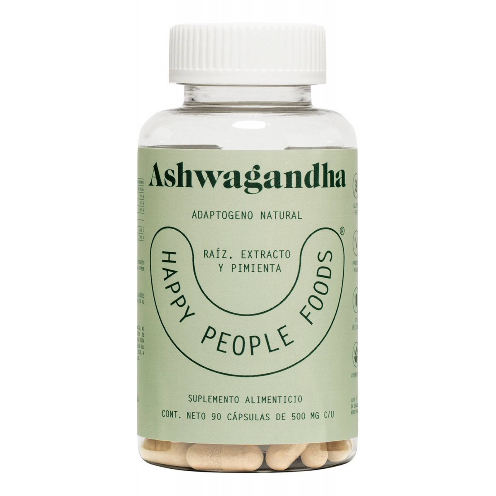Suplemento Ashwagandha Happy People Foods 90 Capsulas 500mg