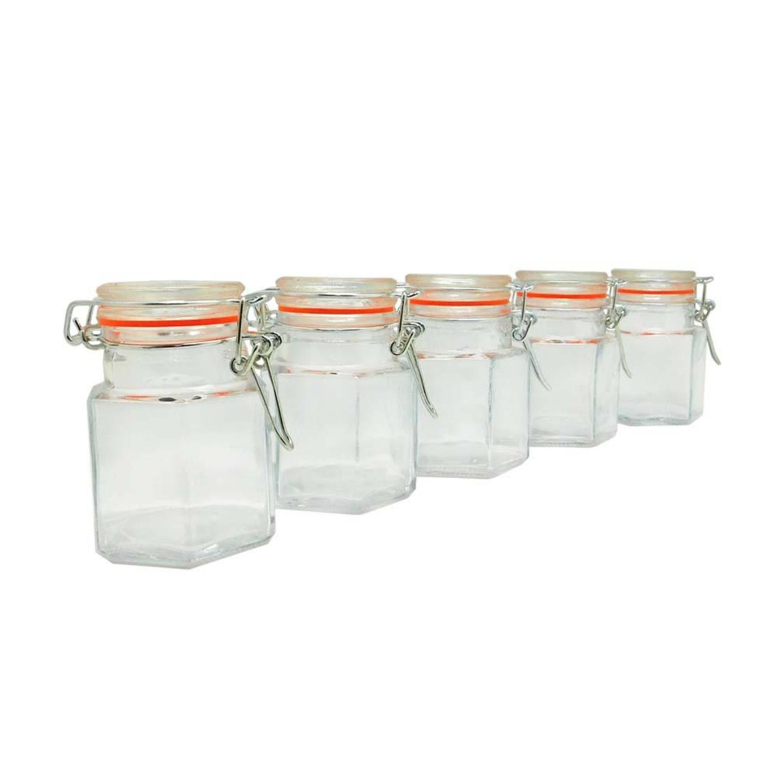 Juego de 5 especieros con tapa clip hermética