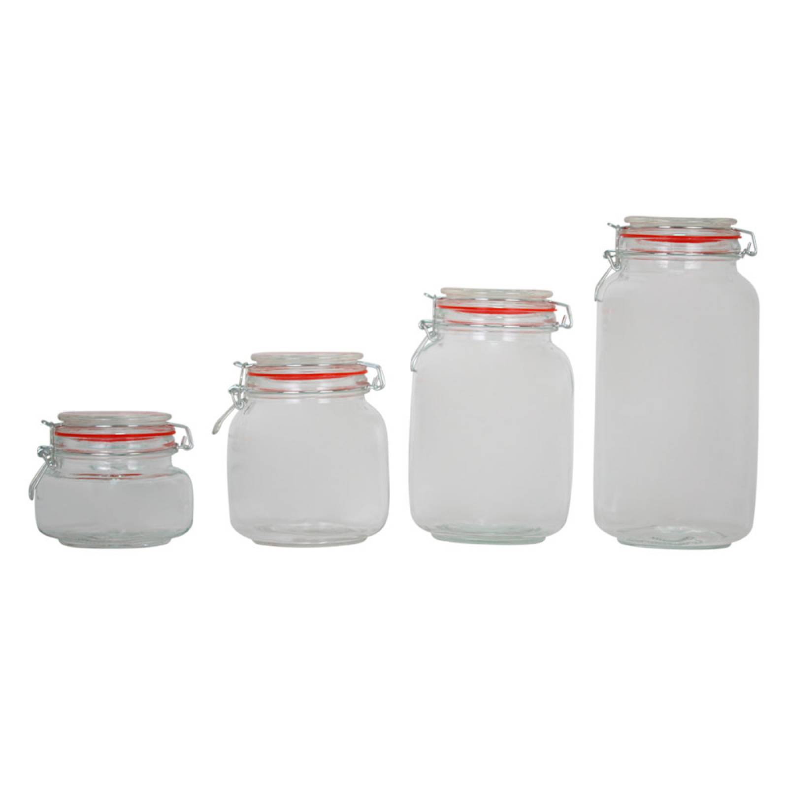 Set De 4 Recipientes De Vidrio Con Tapa Hermética