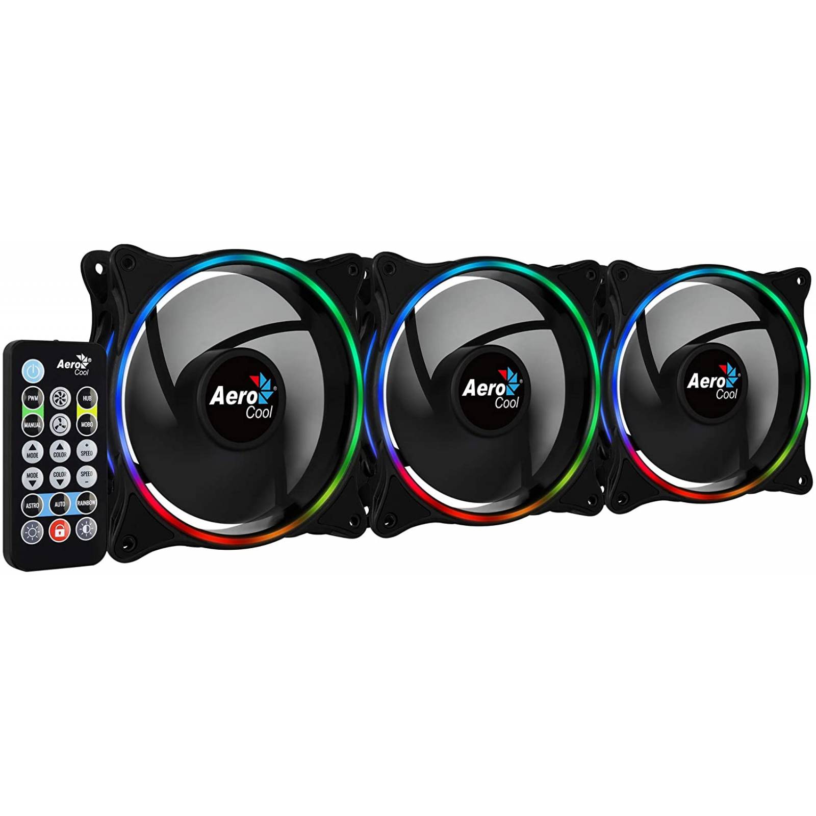Kit 3pz Ventiladores Aerocool Eclipse 12 Pro RGB, 120mm, 1200RPM, Negro ...