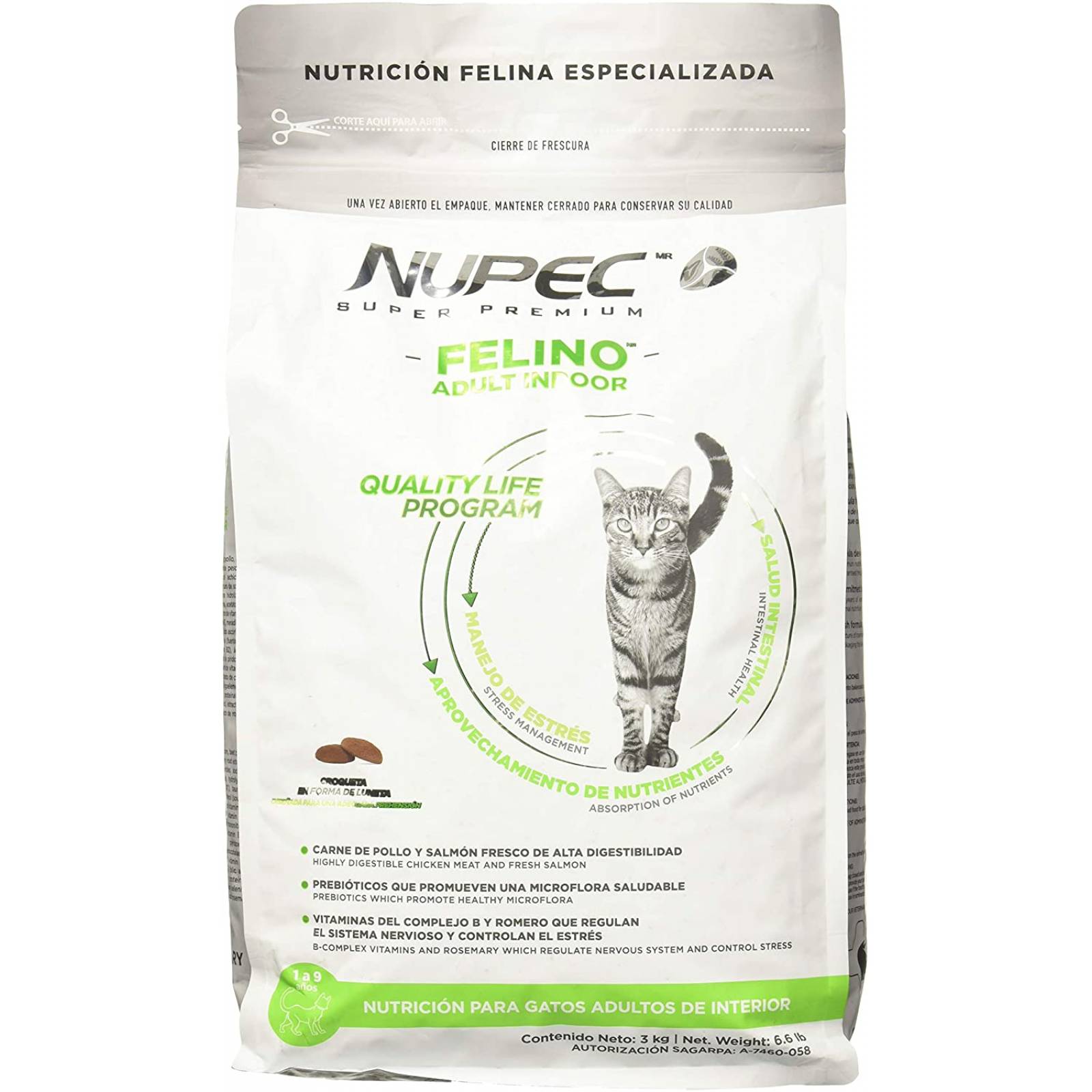 ALIMENTO PARA MASCOTA NUPEC FELINO ADULTO INDOOR 3KG