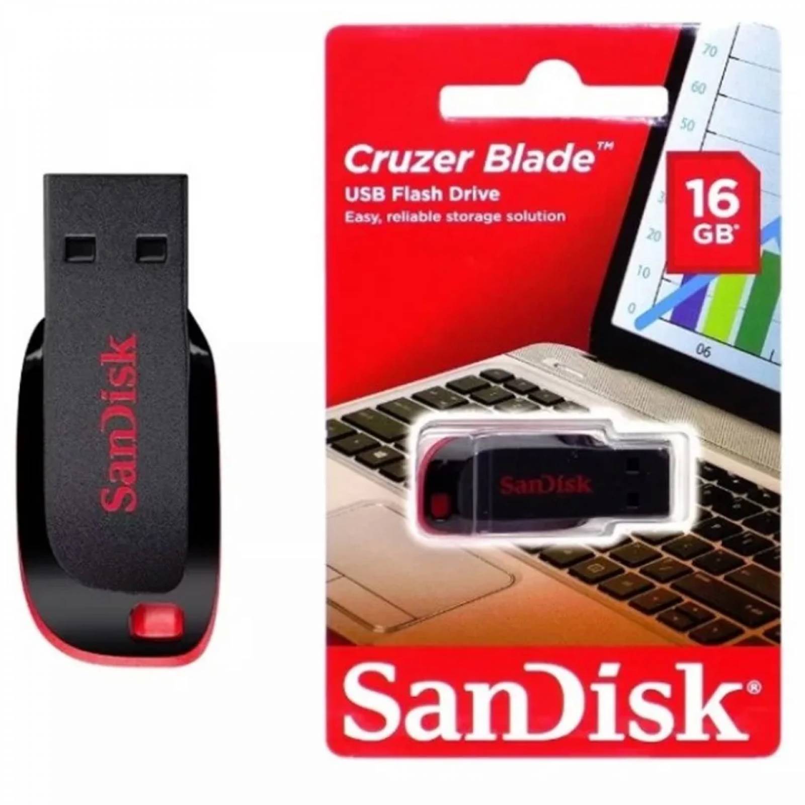 Memoria USB SanDisk Cruzer Blade Z50 16GB, USB 2.0, Negro.