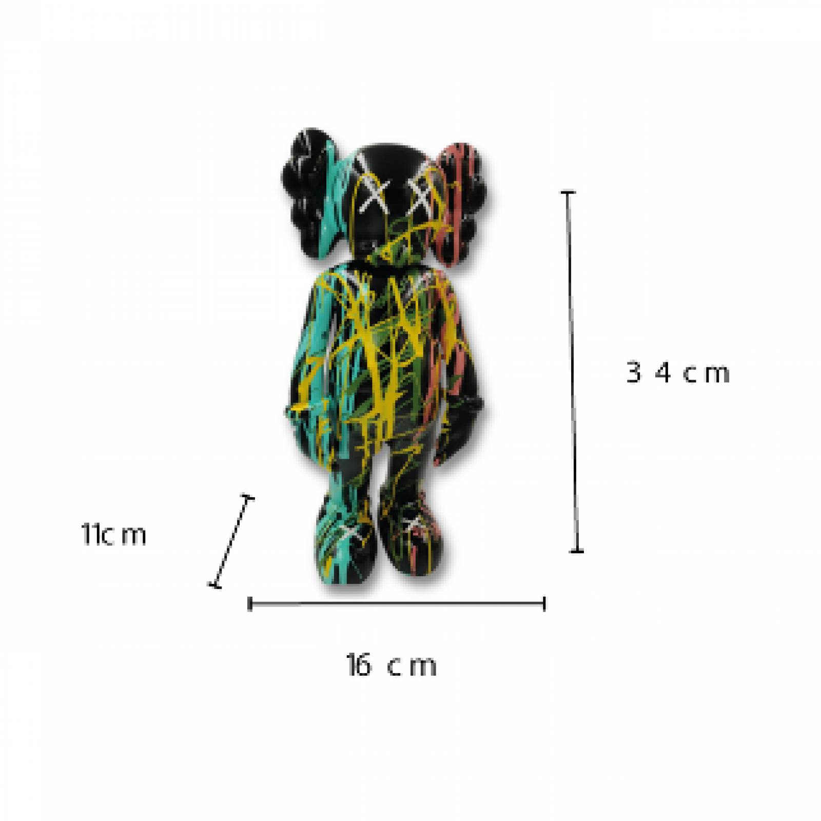 Art toys kaws negro de colore de resina solida. 34 16 11