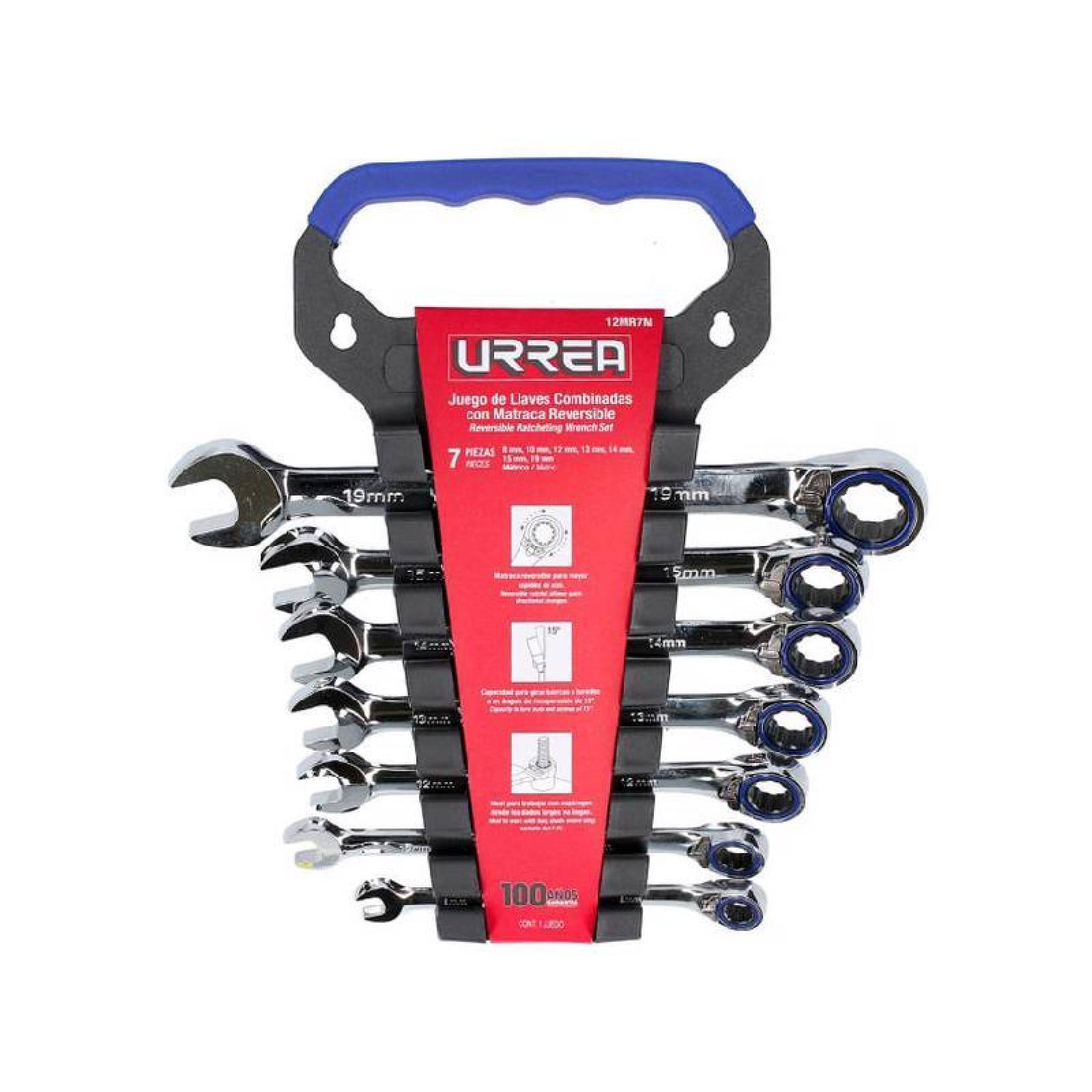 Juego de 7 llaves combinadas matraca reversible 12MR7M - Codigo: 12MR7M - Marca: Urrea