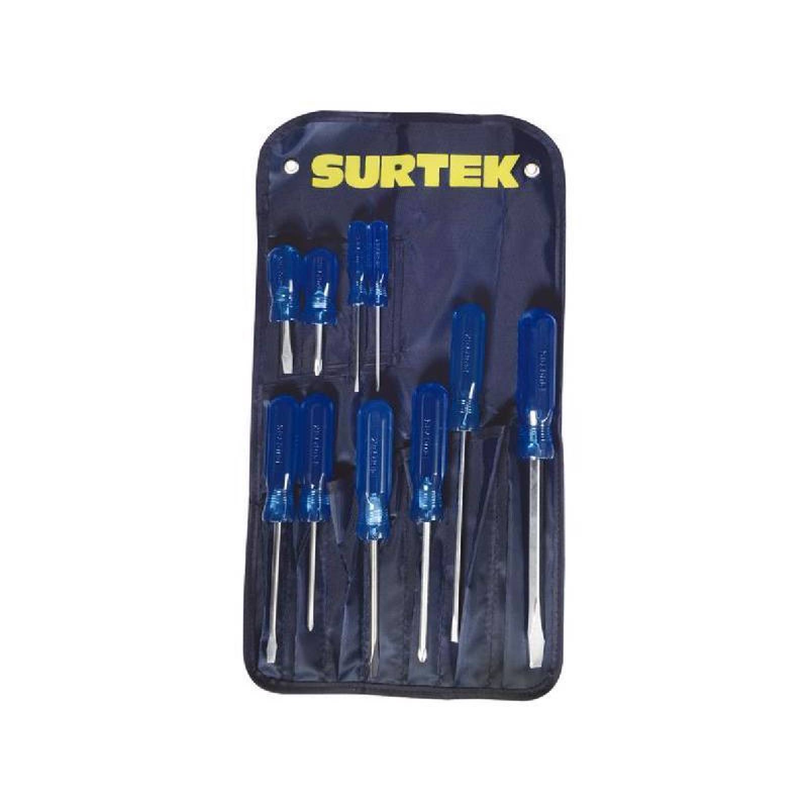 Juego de 10 destornilladores azules combinado - Codigo: D02P - Marca: Surtek