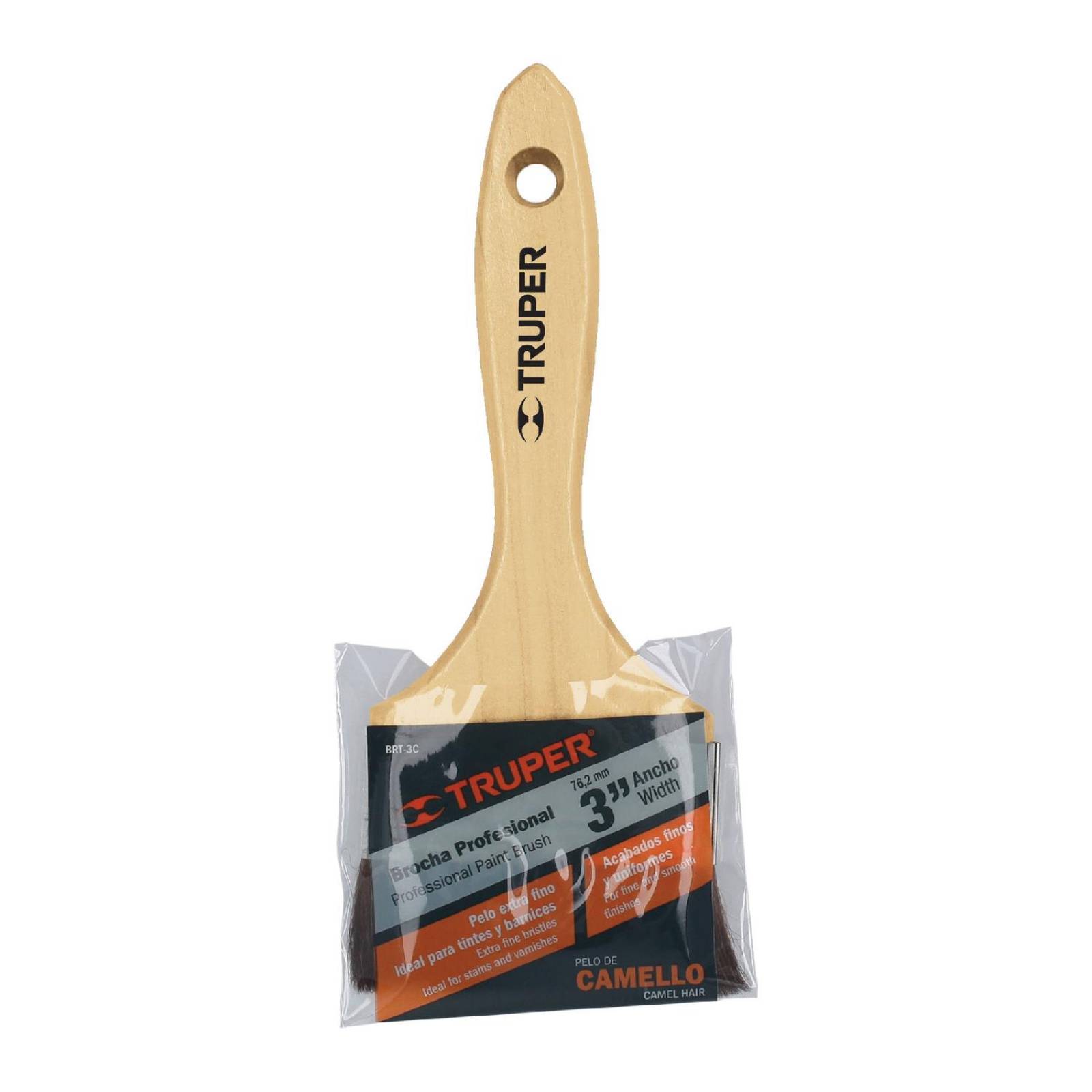 Brocha 3' con mango de madera, pelo de camello Truper