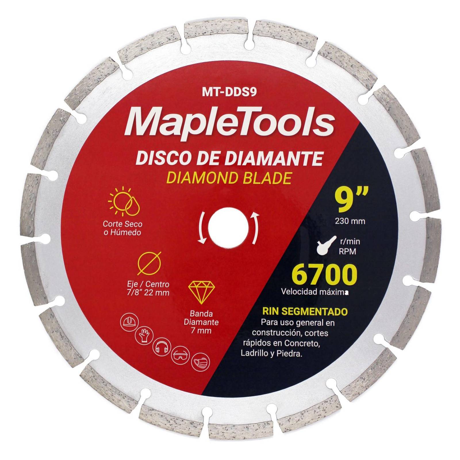 DISCO DE DIAMANTE SEGMENTADO PARA CONCRETO 9 PULG MAPLE TOOLS