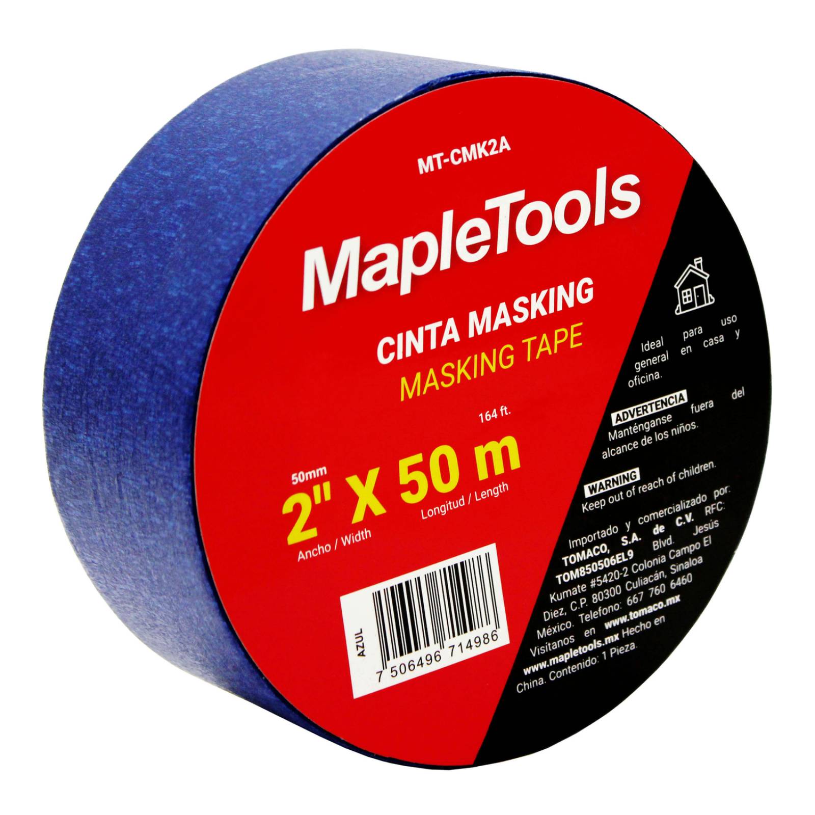 CINTA MASKING 2" (48 MM) X 50 MTS AZUL MAPLE TOOL