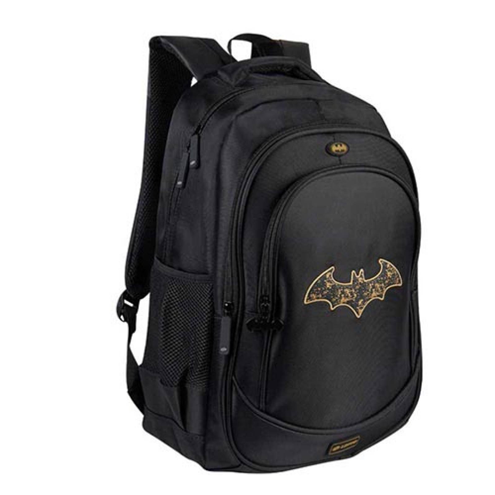 Mochila Escolar Lotto Batman 02 Textil Negra Logo Batman