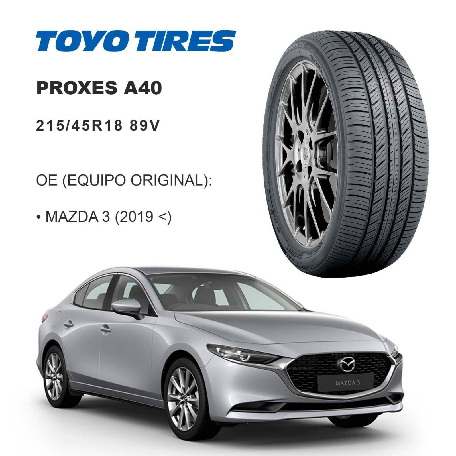 Paquete De 2 Llantas 215/45R18 Toyo Proxes A40 89V OE