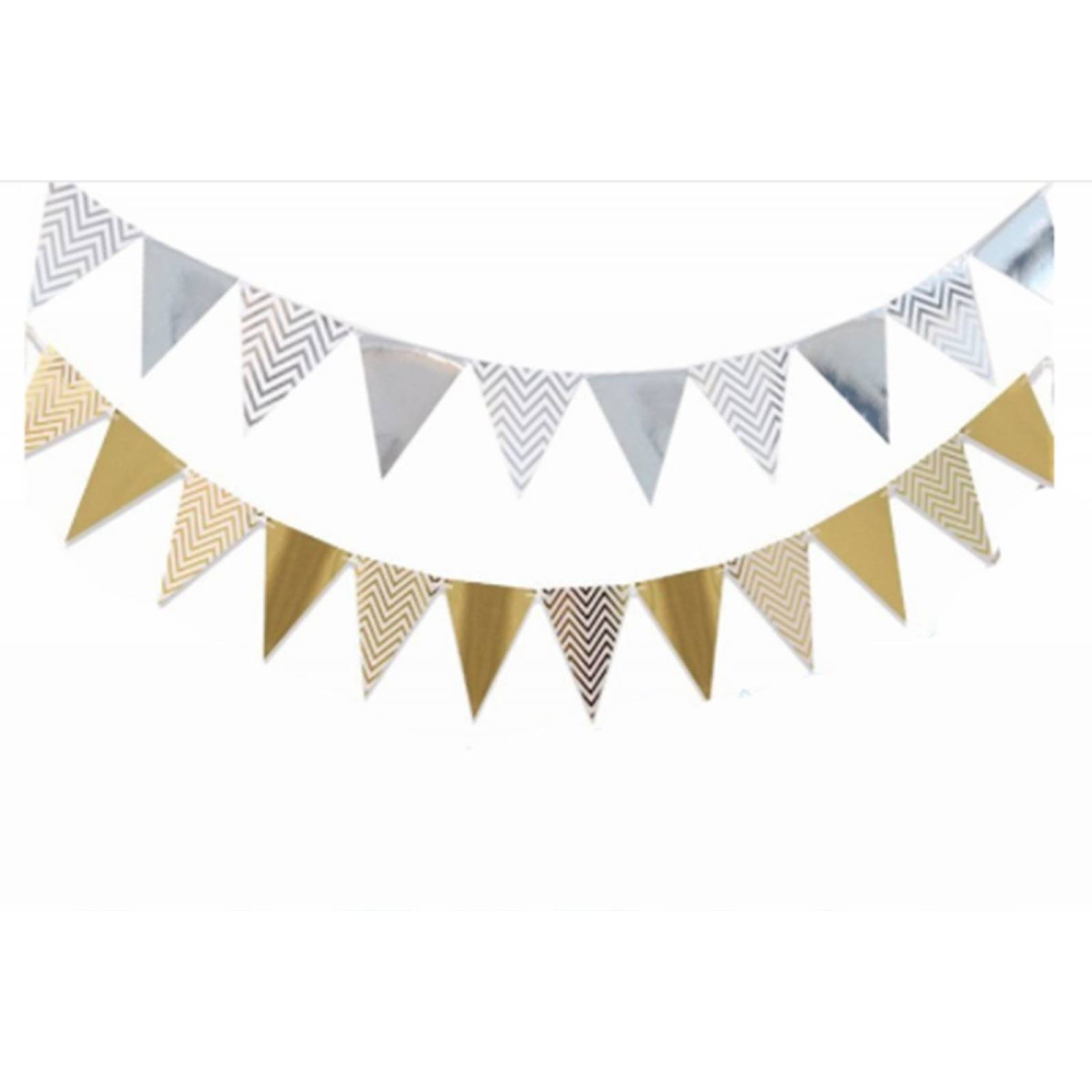 Guia de Banderines Banner Triangulo Plata Fiestas Decoración