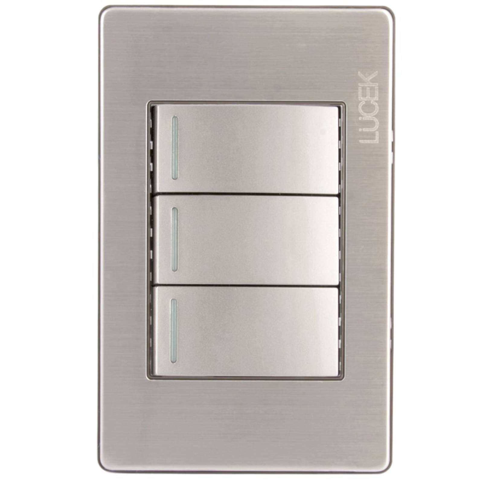 TRIPLE APAGADOR SENCILLO PLATA CON PLACA LUCEK PREMIUM BP03-M/P