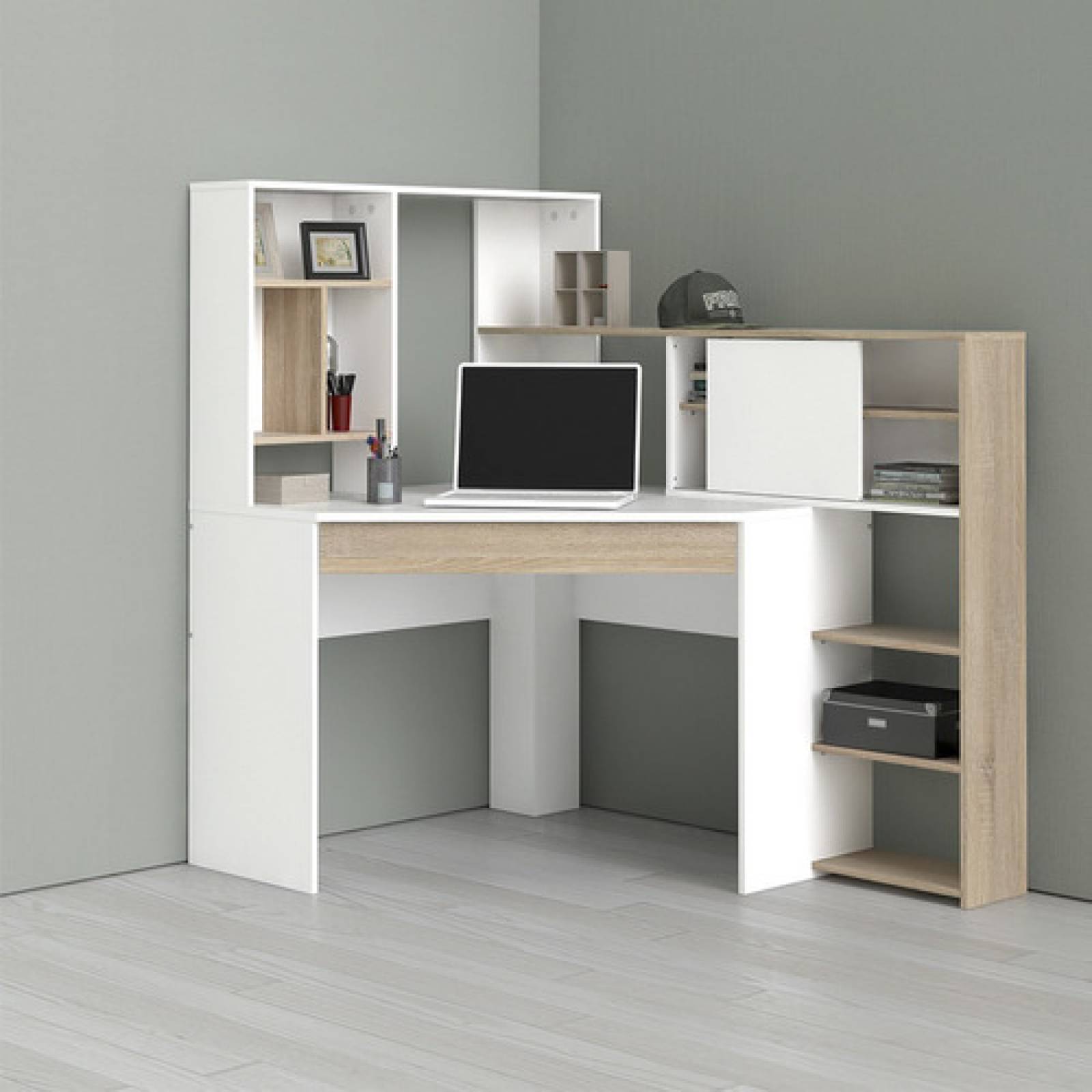 Escritorio Amplio Con Librero Práctico Tugow