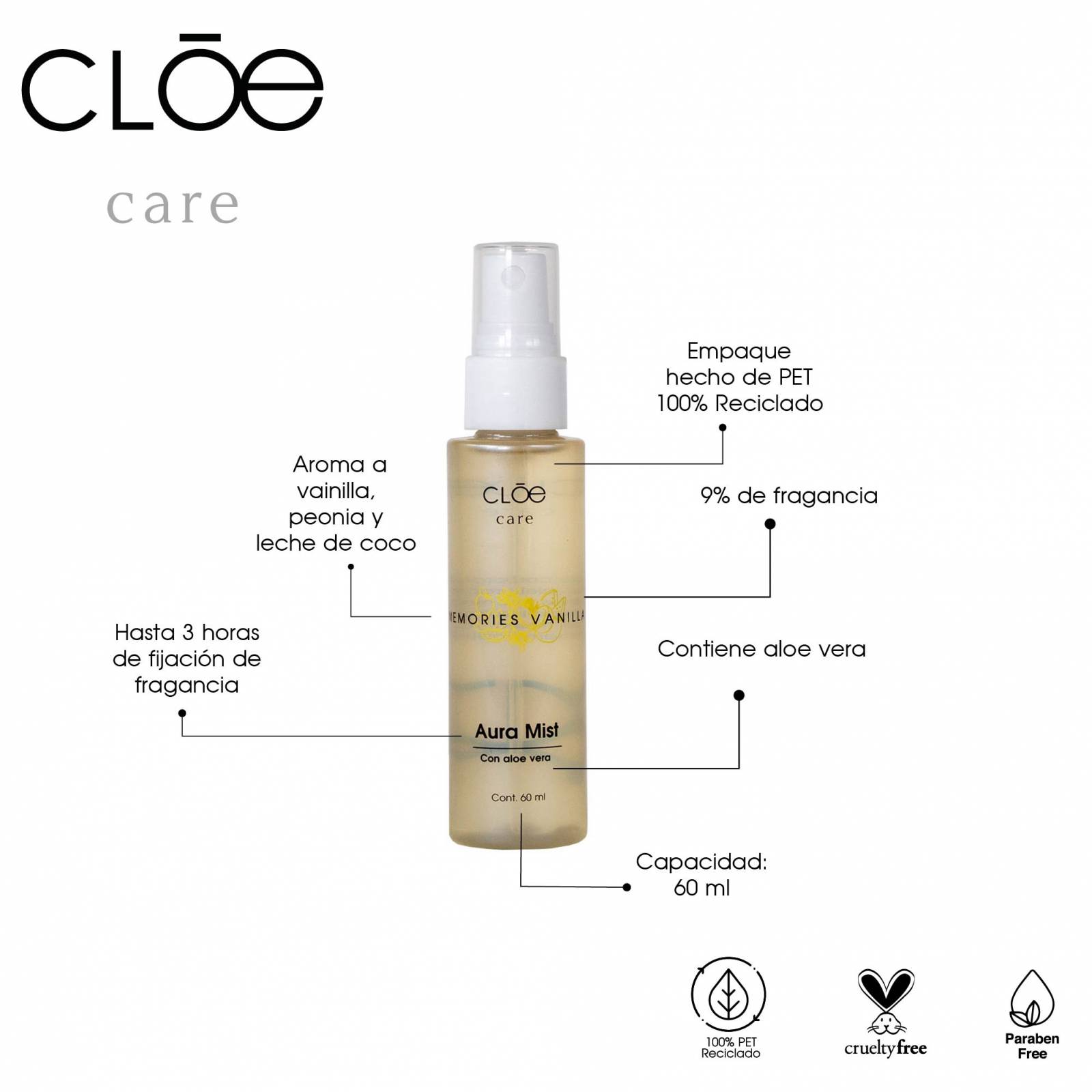 Cloe Care Body Mist Corporal 60ml Fragancia Para Mujer