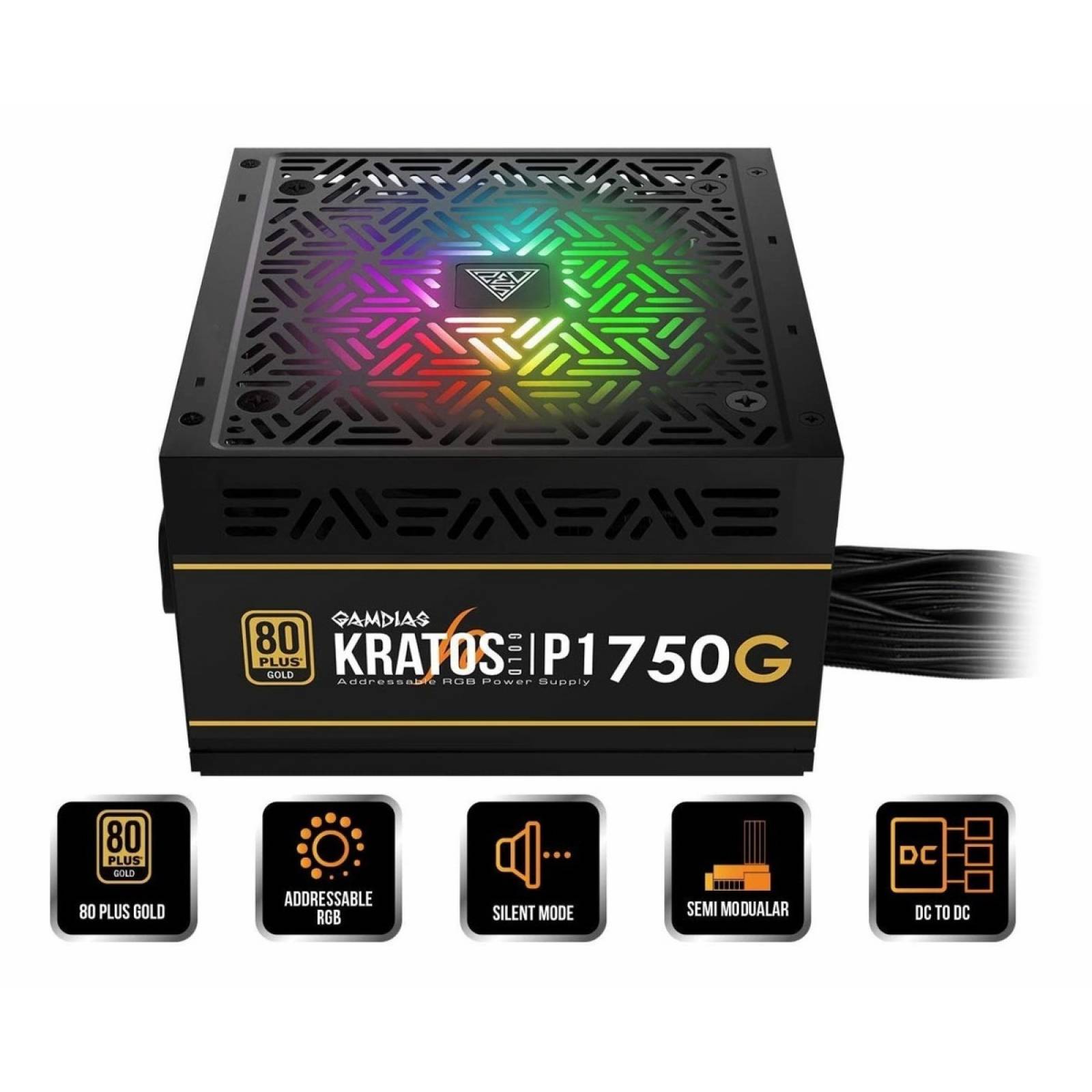 Fuente De Poder Psu Gamdias 750w Kratos P1a Rgb 80 Plus Gold