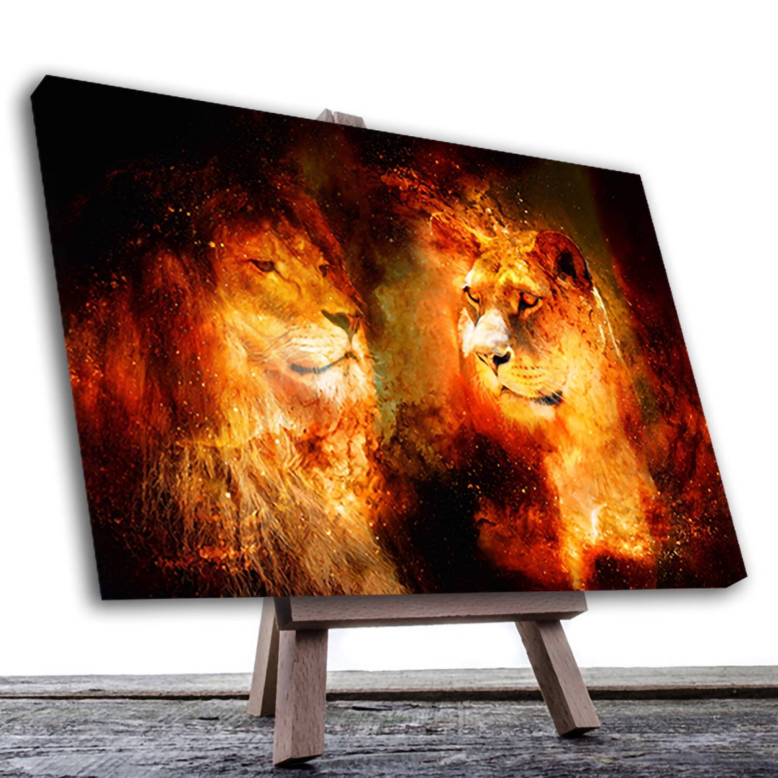 Cuadro Decorativo Holistico Pareja De Leones 120 X 80.