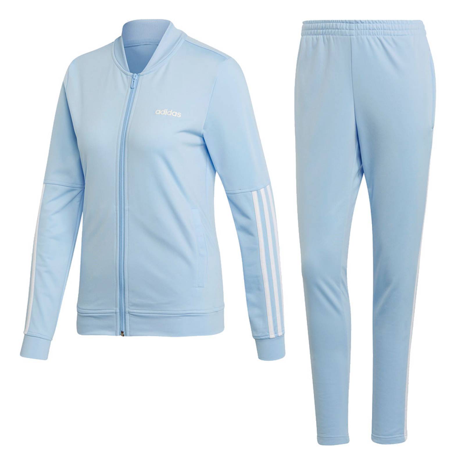Conjunto Adidas Mujer Azul Comodo Tres Lineas