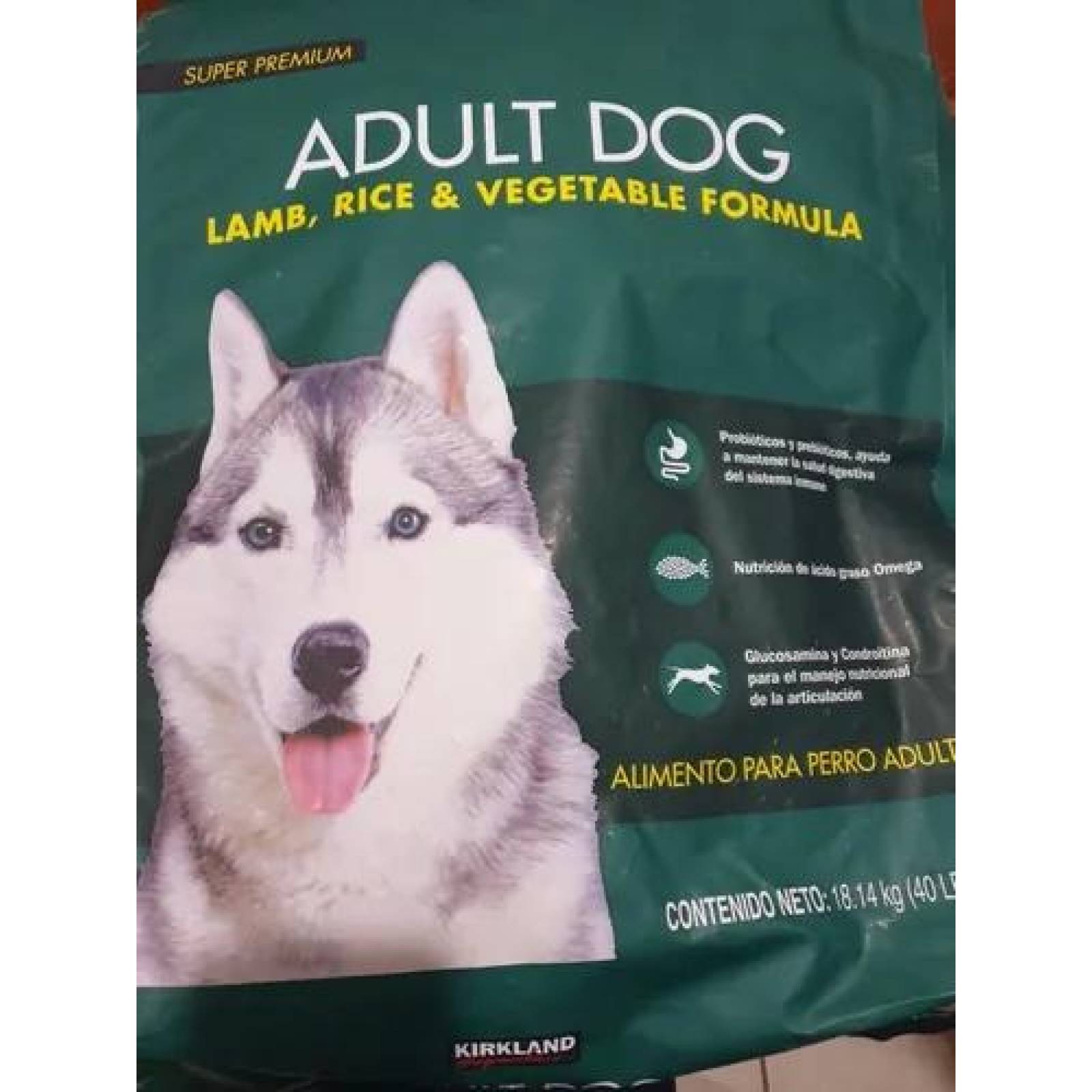 Kirkland Signature Alimento Premium para Perro Adulto Sabor Cordero y Arroz 18.1kg