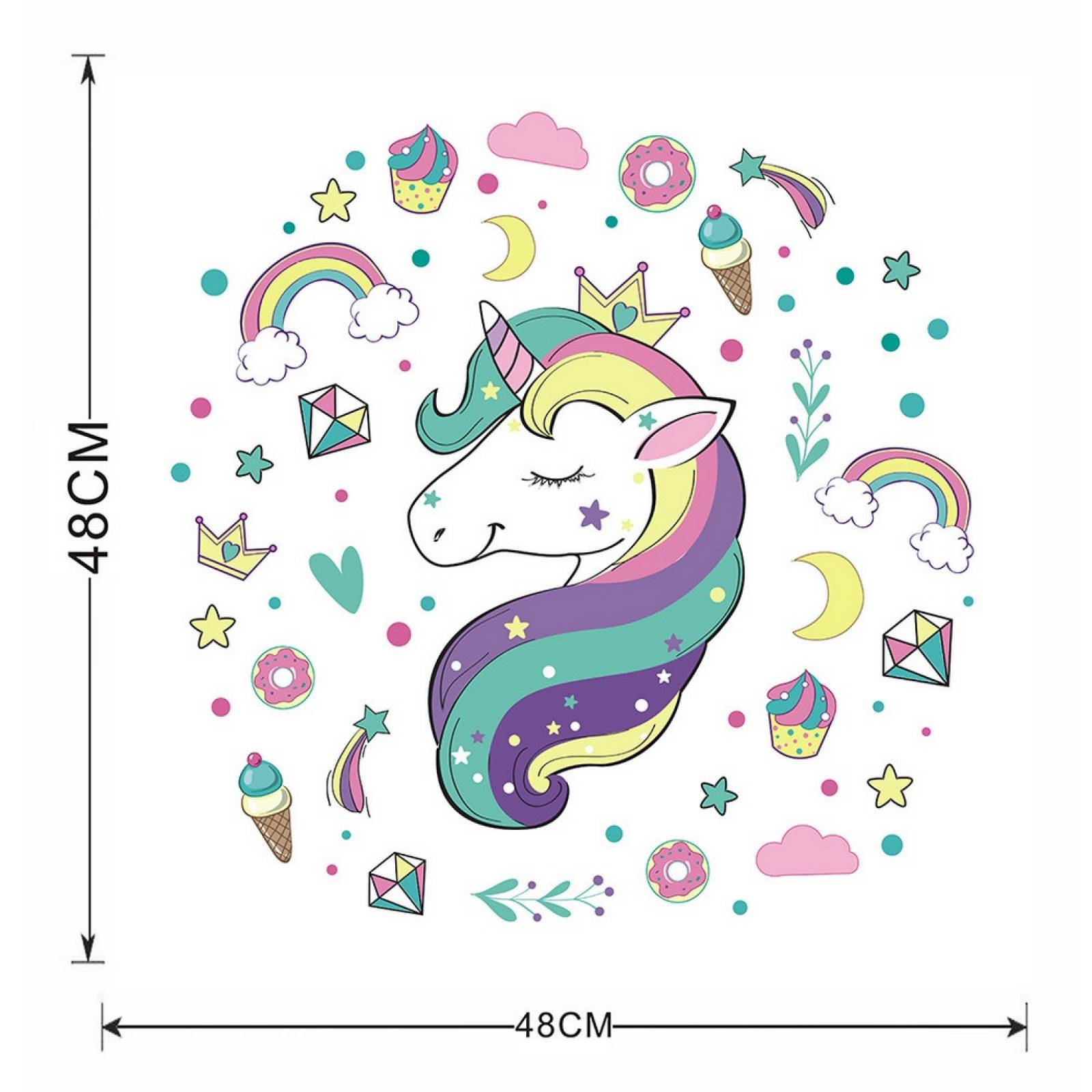 Vinil Decoratico Infantil Unicornio Arcoiris Sala Habitación