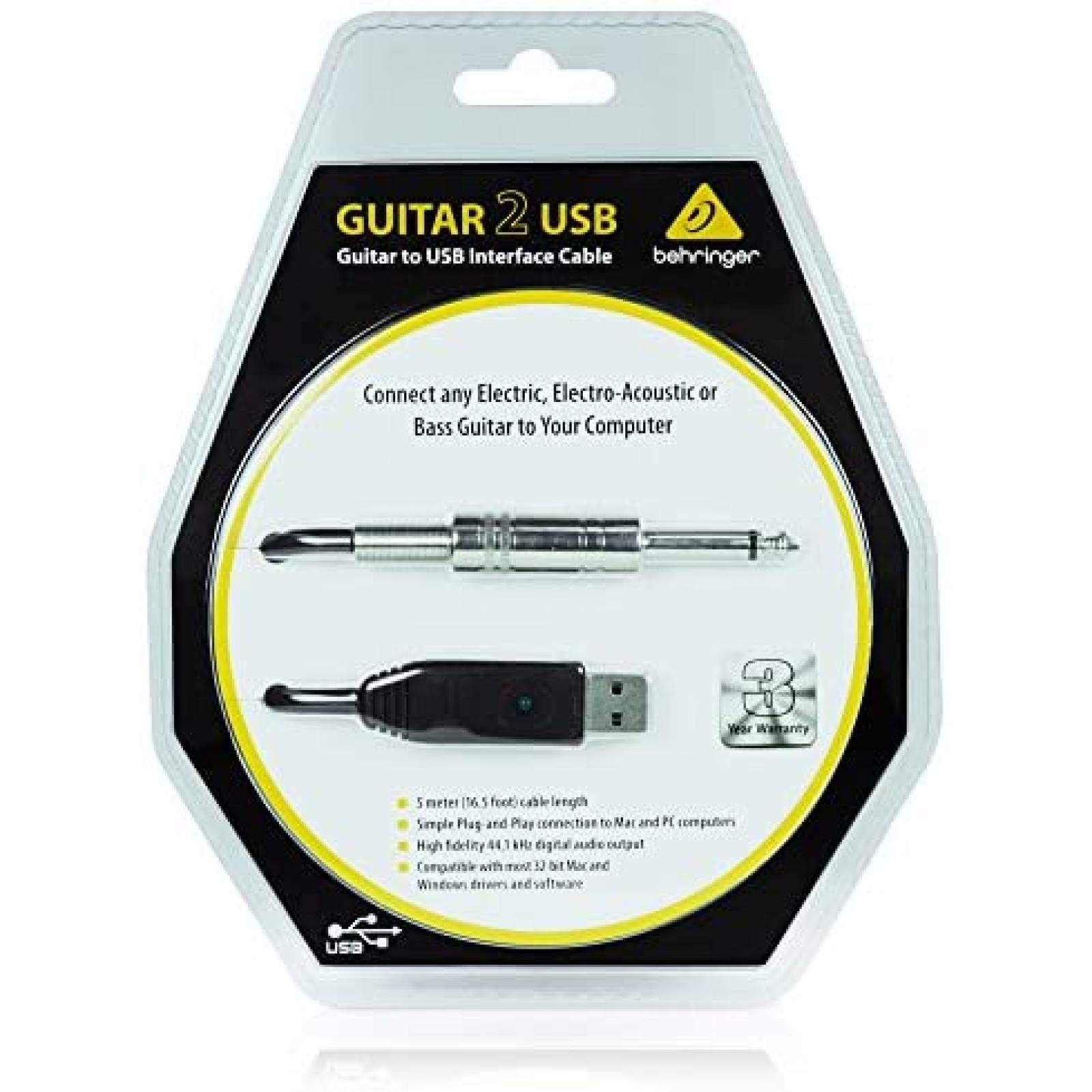 Behringer GUITAR 2 USB Cable interfaz 1 Plug a USB
