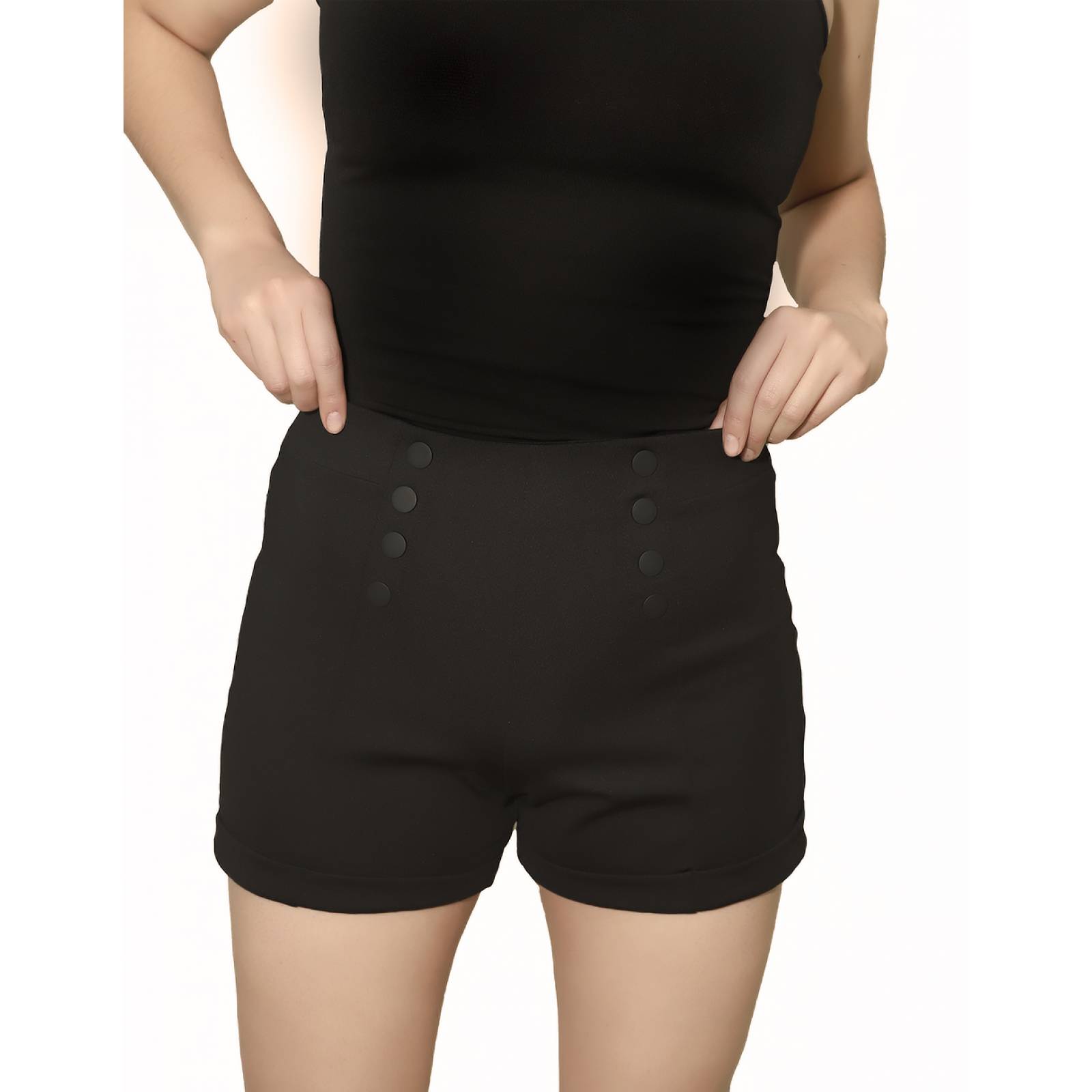 Short de lycra stretch ILYS negro con botones