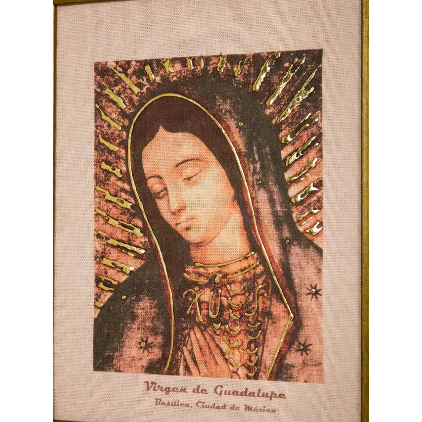 Cuadro Virgen de Guadalupe rostro conmemorativo mediano color dorado ...