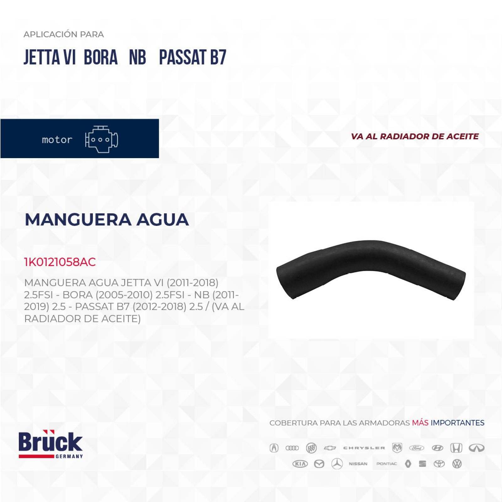 Manguera Agua 1K0121058AC Bruck-Germany