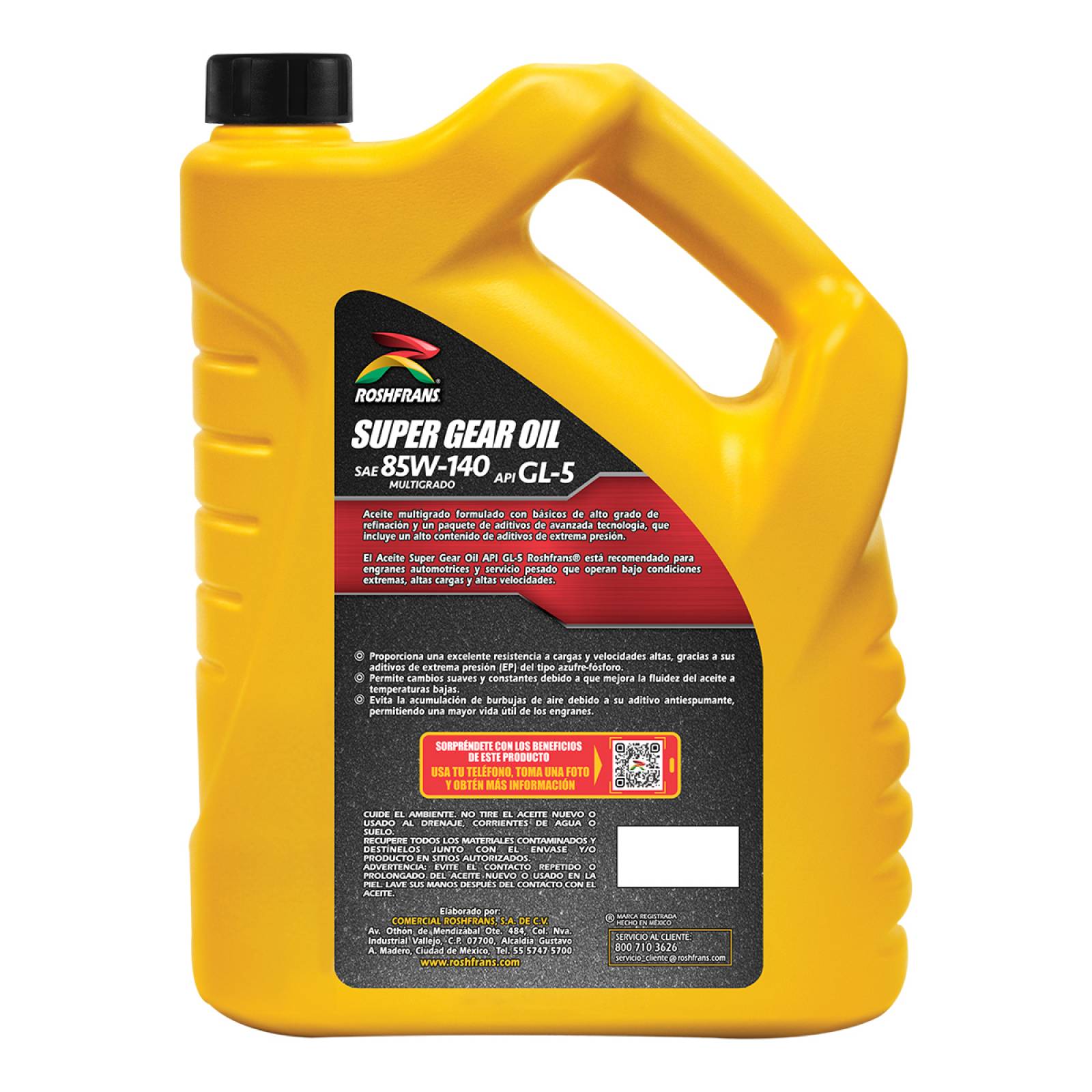Aceite Transmisión Estándar Multigrado Roshfrans Super Gear Oil 85W-140, 5 L