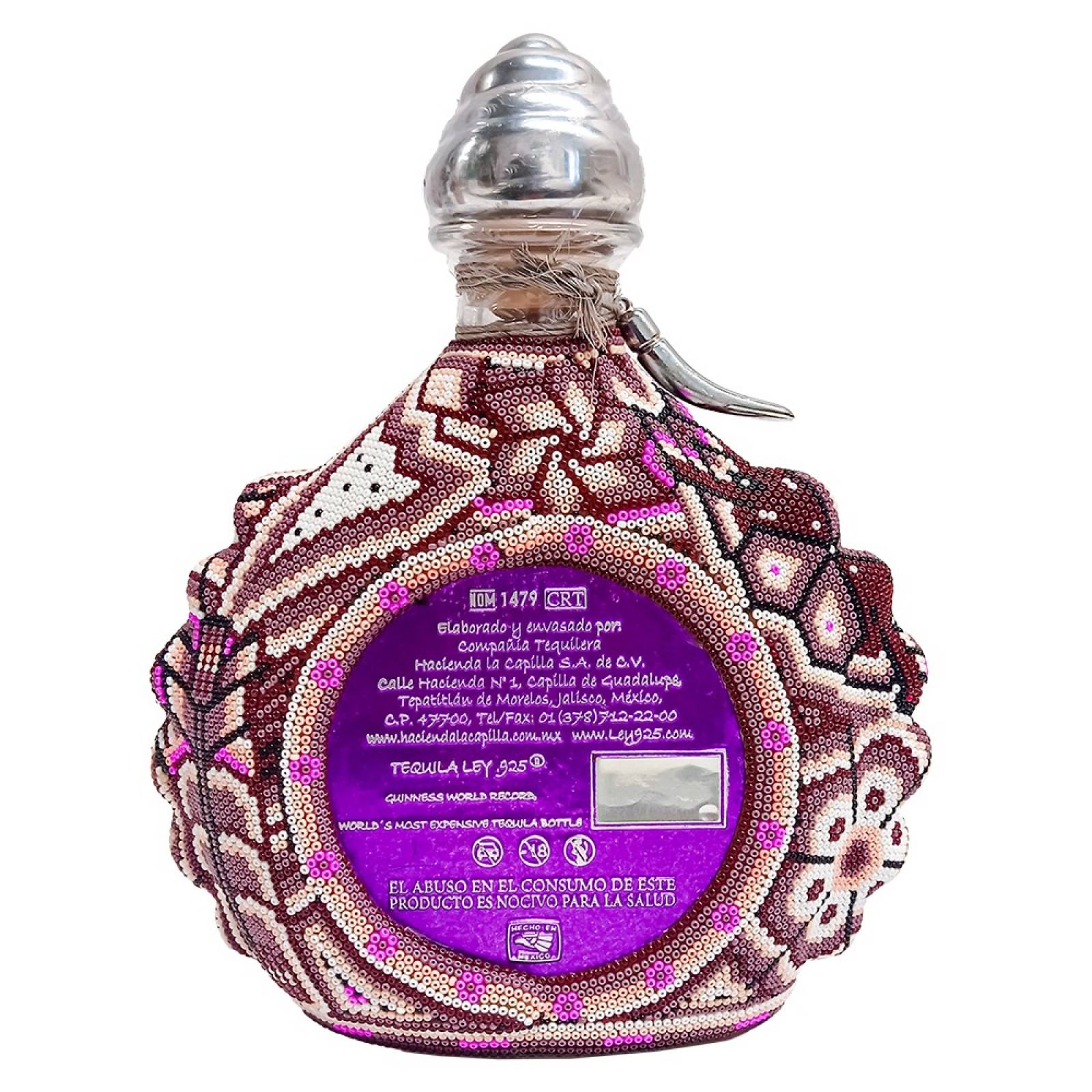 Tequila Ley 925 Añejo Cristalino Chaquira 750 ml
