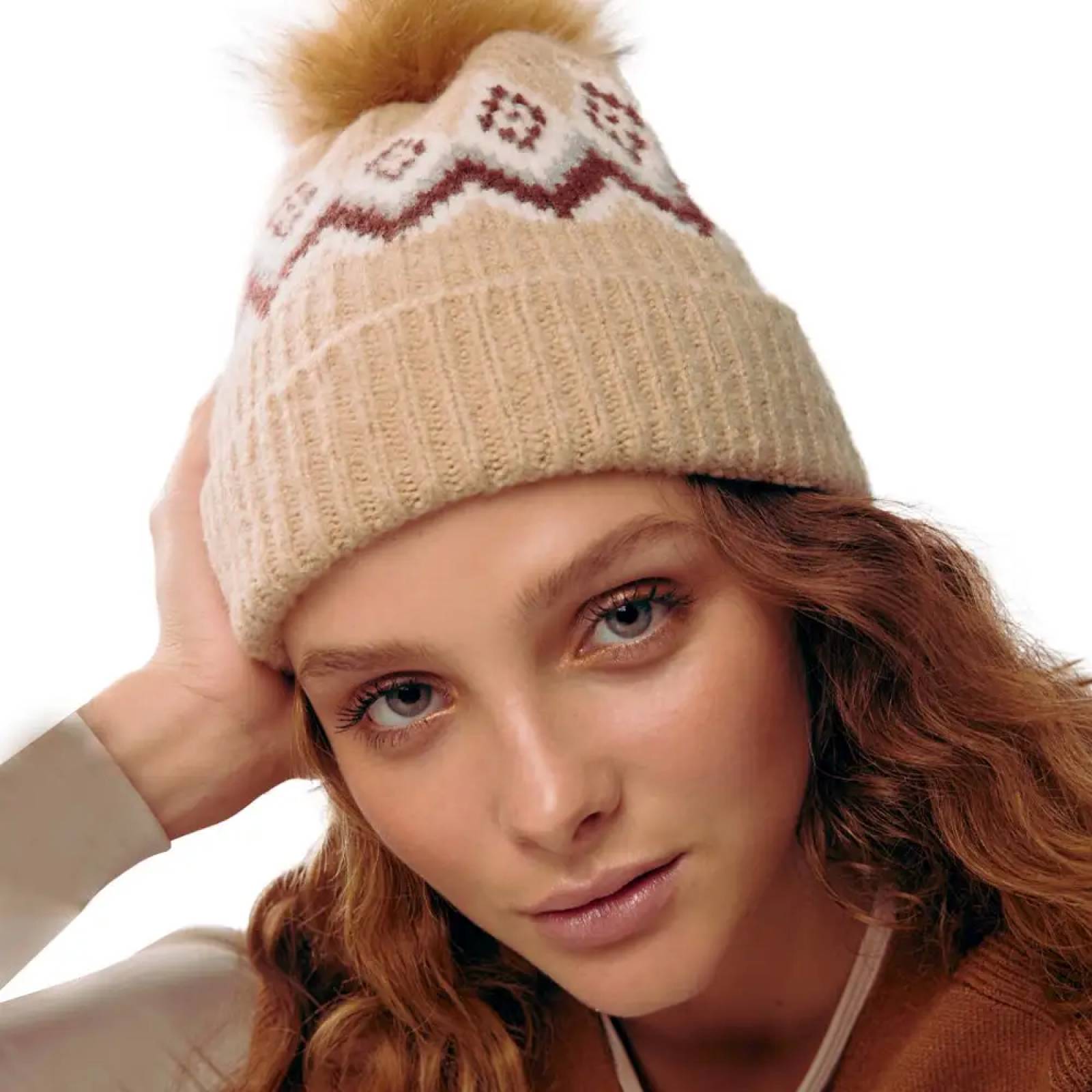 Gorro/boina accesorio invernal dama beige Holly Land modelo KM90