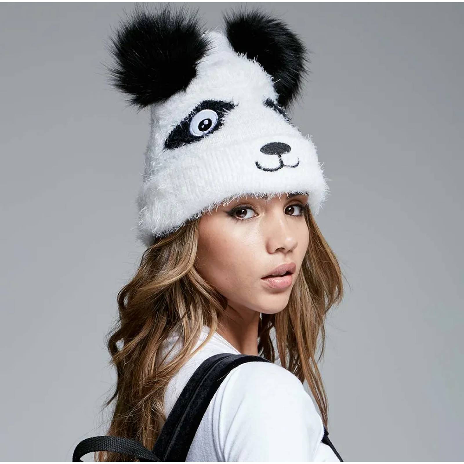 Gorro/boina accesorio invernal dama blanco/negro Holly Land modelo 1161