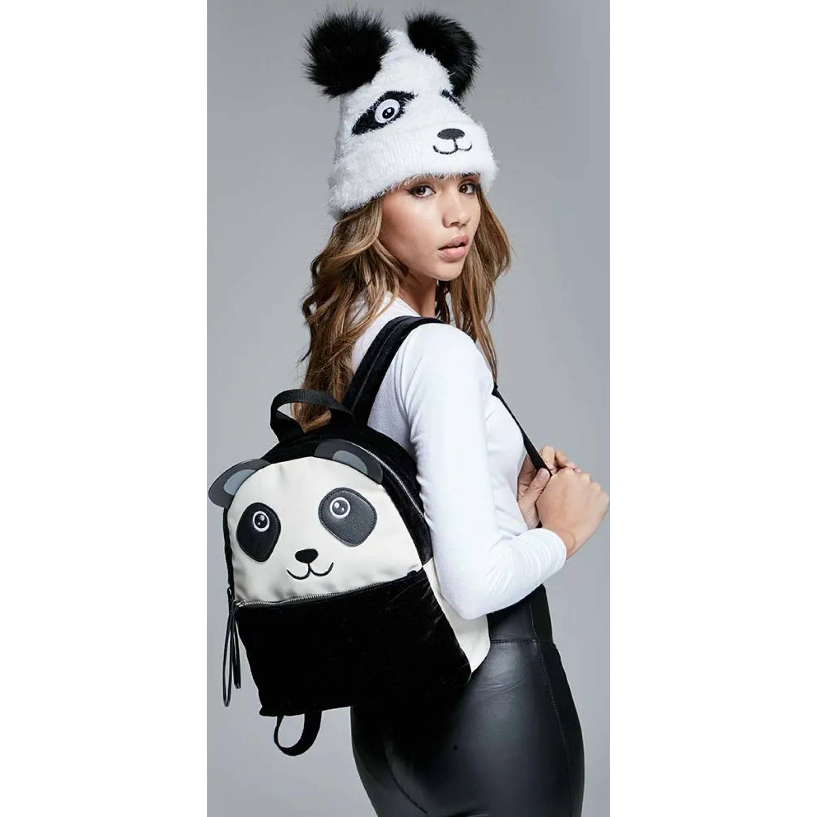 Gorro/boina accesorio invernal dama blanco/negro Holly Land modelo 1161