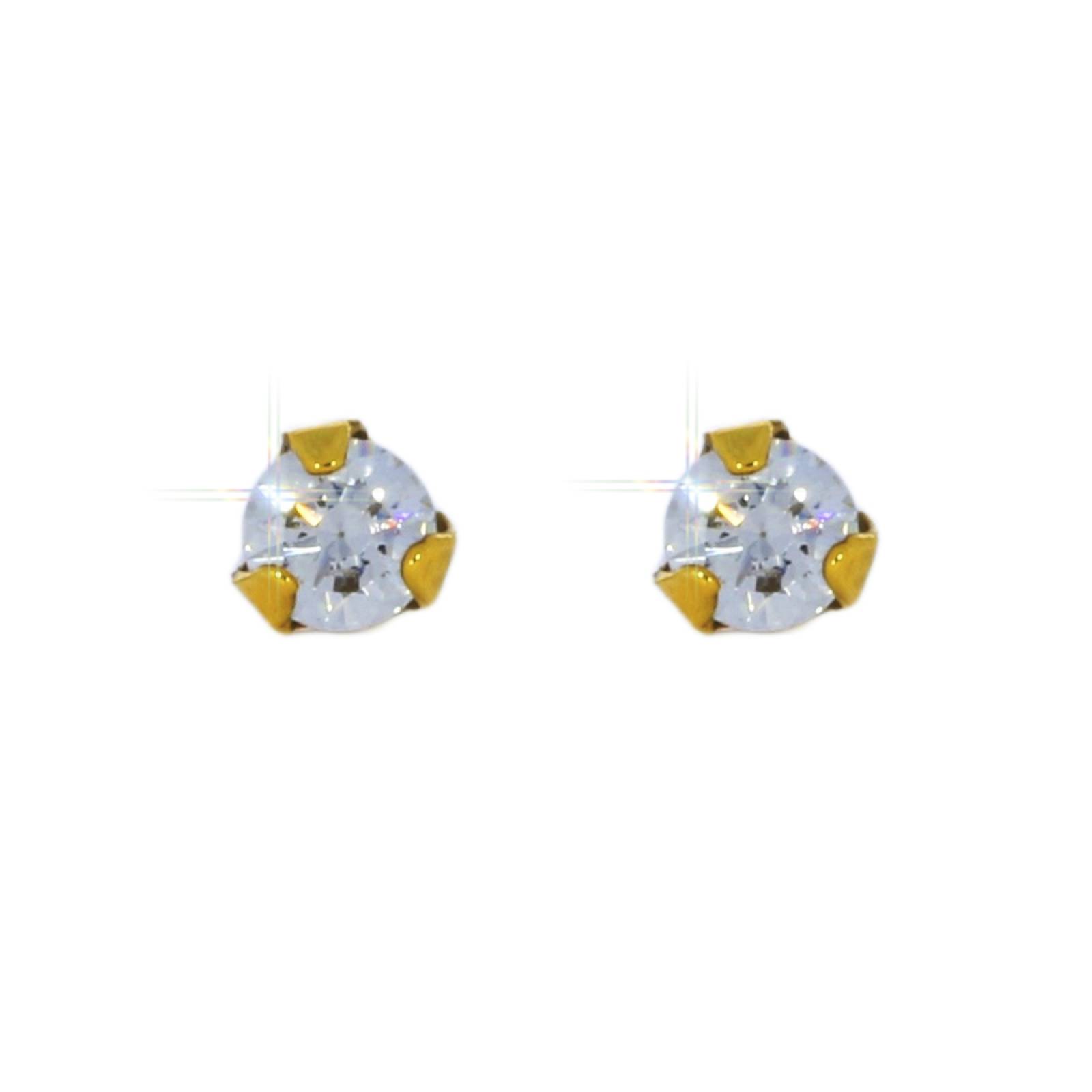Arete Broquel Oro14k Zirconia Cuadrada Stellina