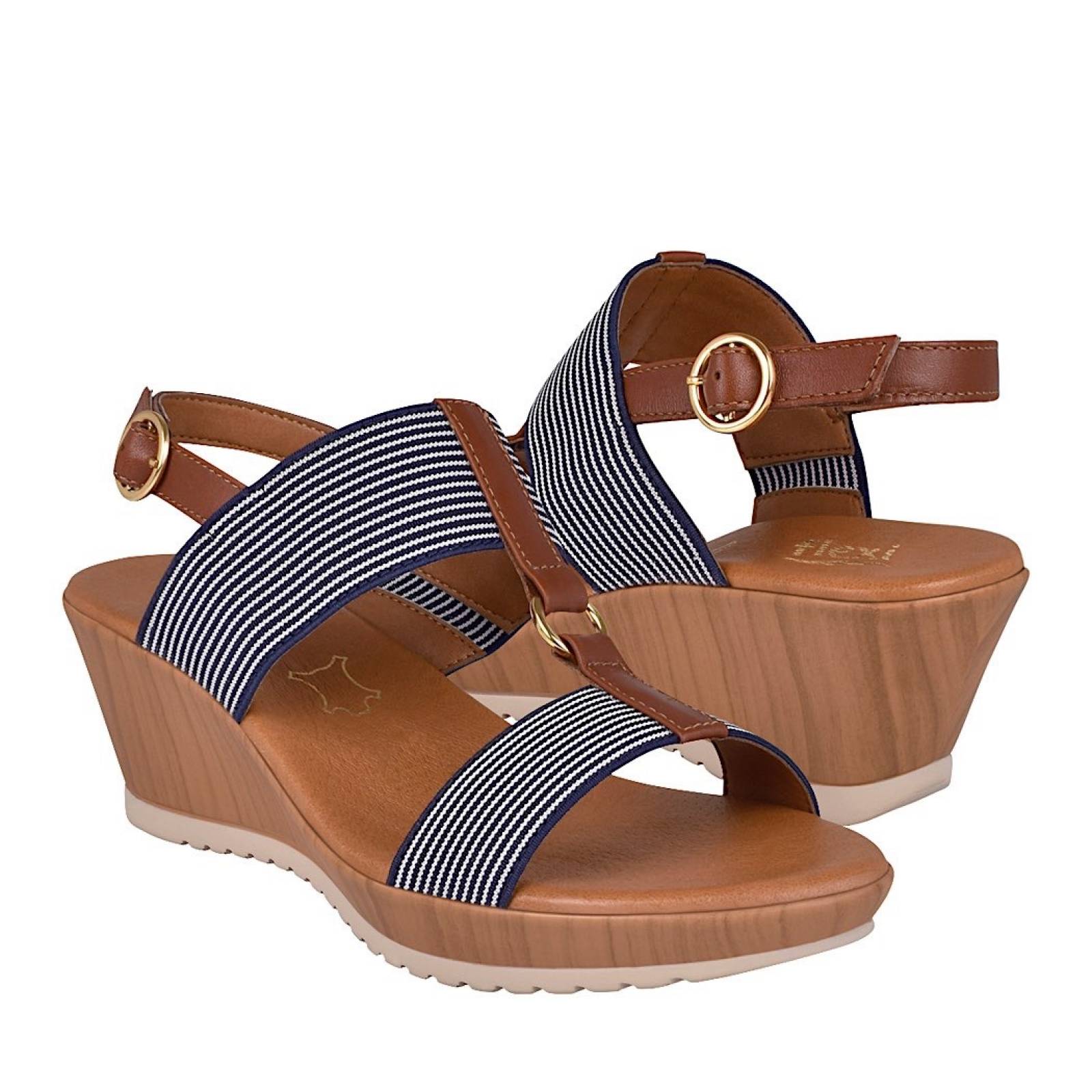 SANDALIAS PARA DAMA FLEXI 34512 TEXTIL AZUL