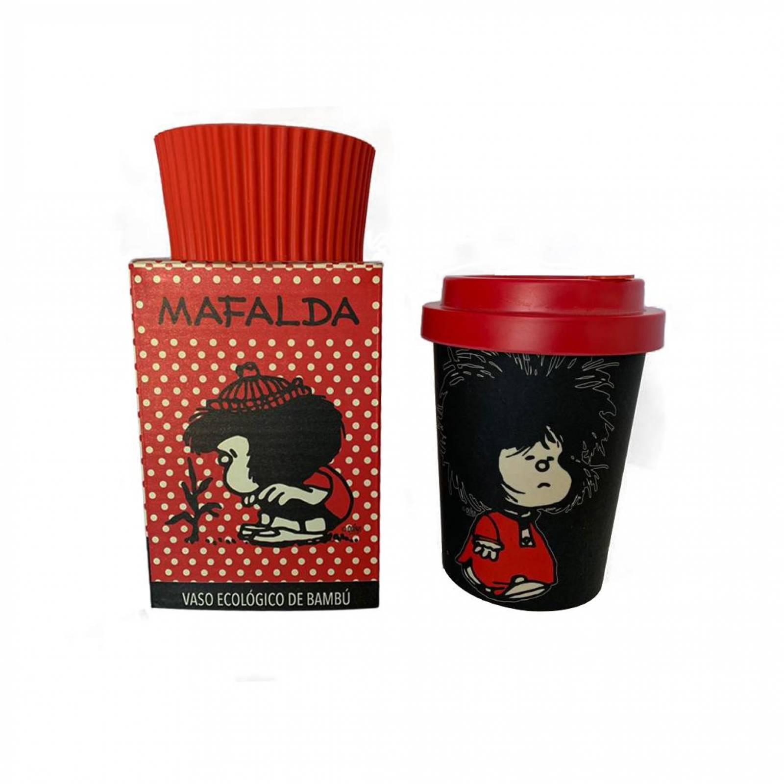 VASO BAMBU MAFALDA 350 ML (MAFALDA DESPEINADA - NEGRO)