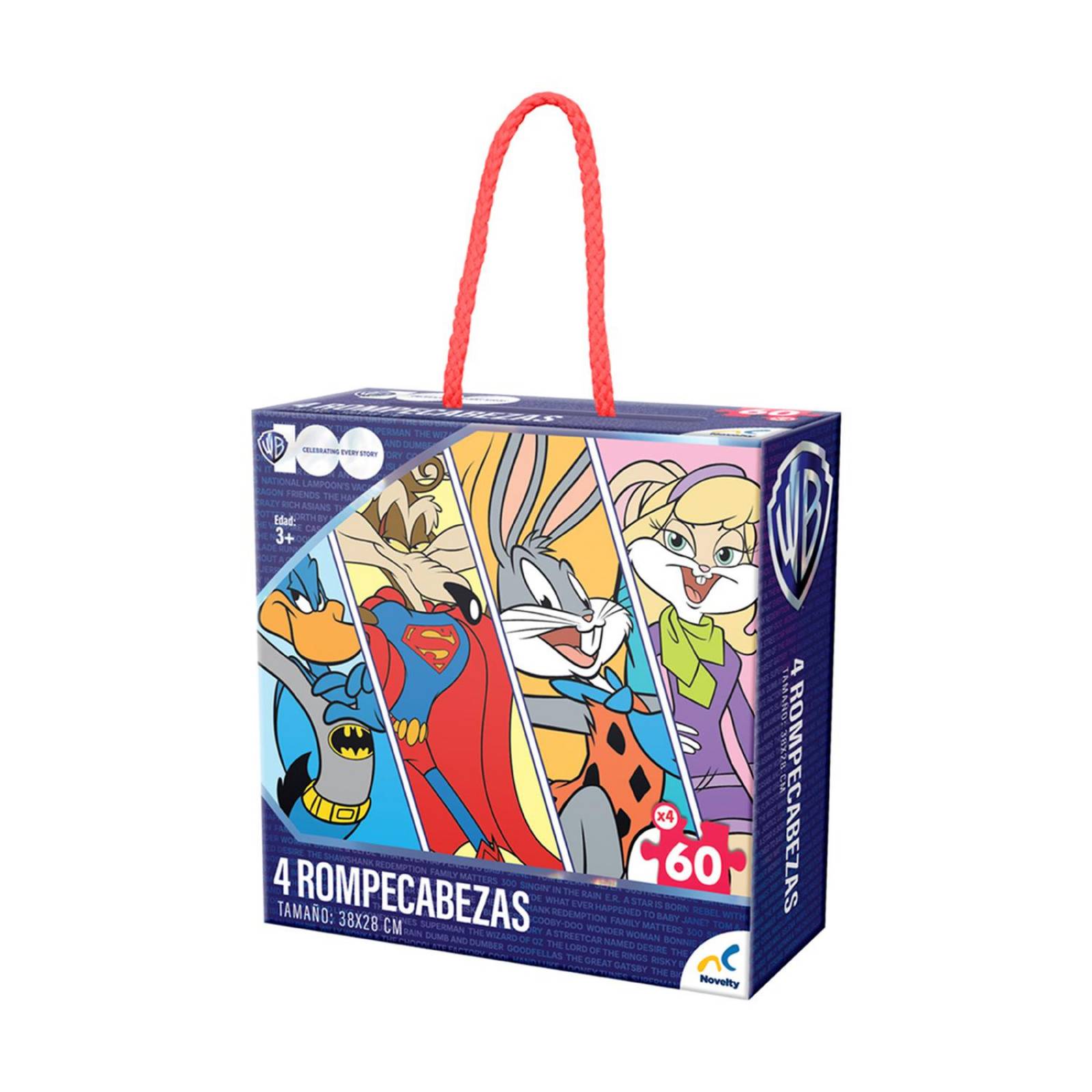 Rompecabezas Warner Brothers 100 Aniversario 4 En 1 Infantil