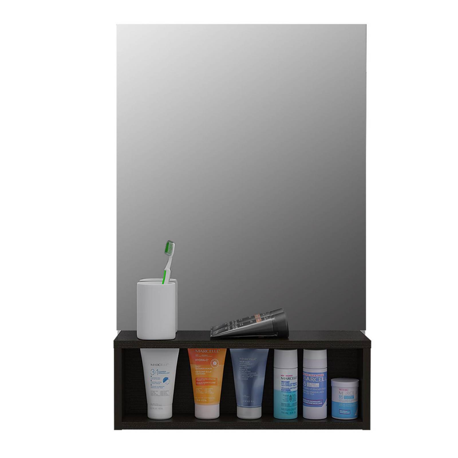 Espejo con Repisa para Baño Color Chocolate 80 cm Alto